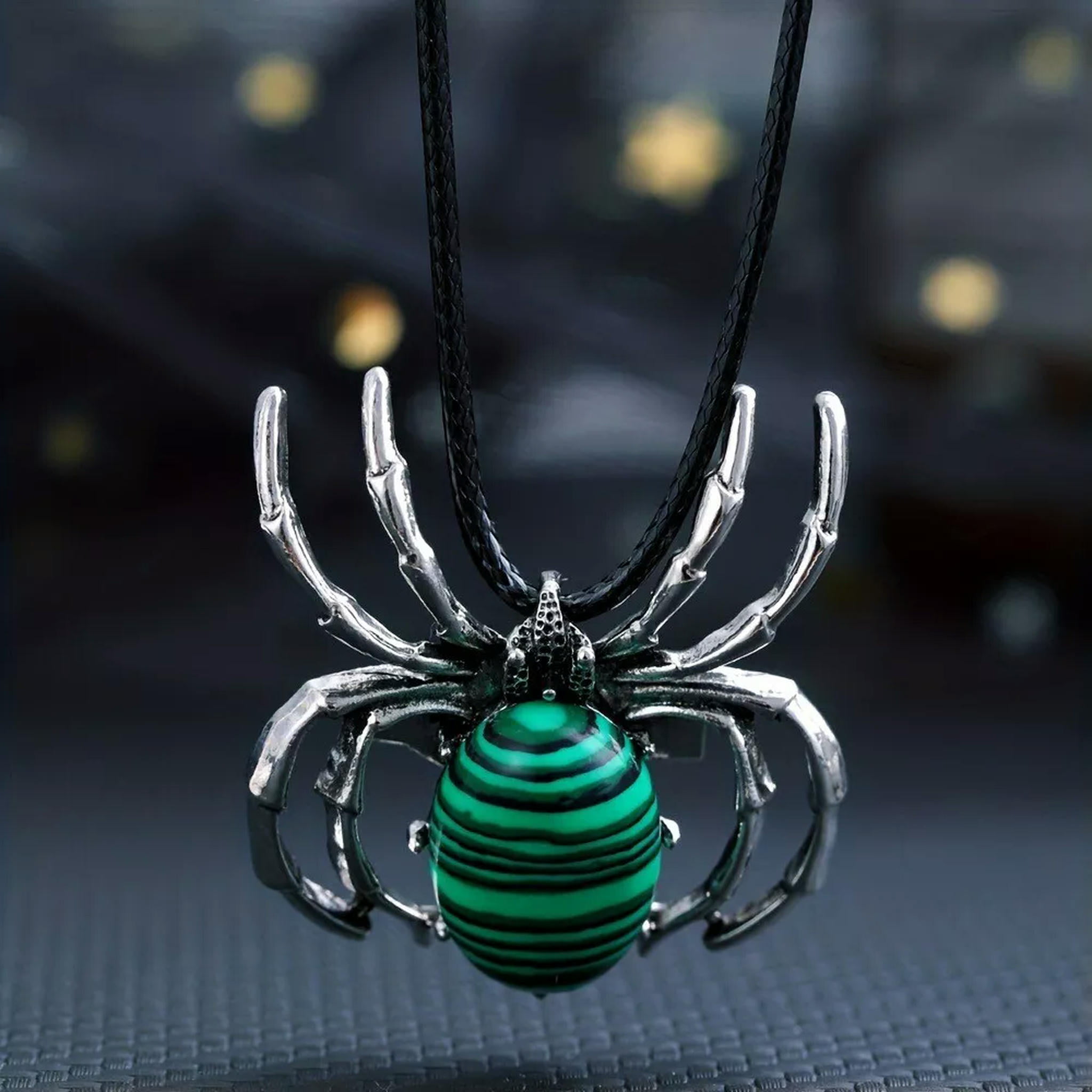 QQTDFG Malachite Gems Spider Crystal Necklace Magic Reiki Healing ...
