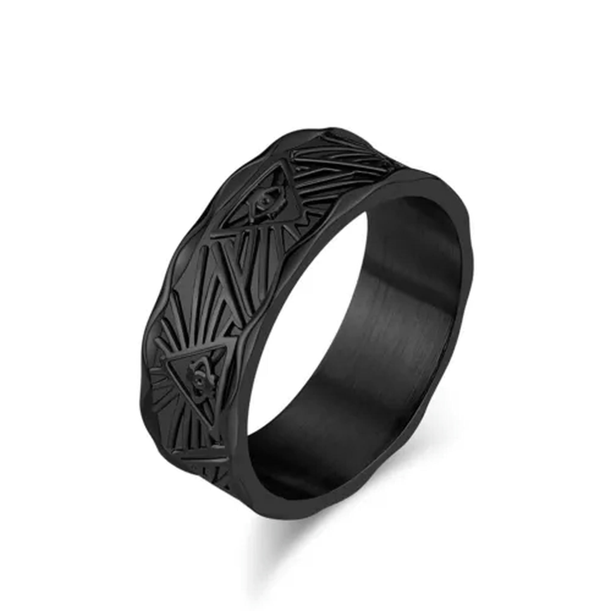 QQTDFG Men Ancient Egyptian Eye of Ra horus Ring Ankh Stainless Steel ...