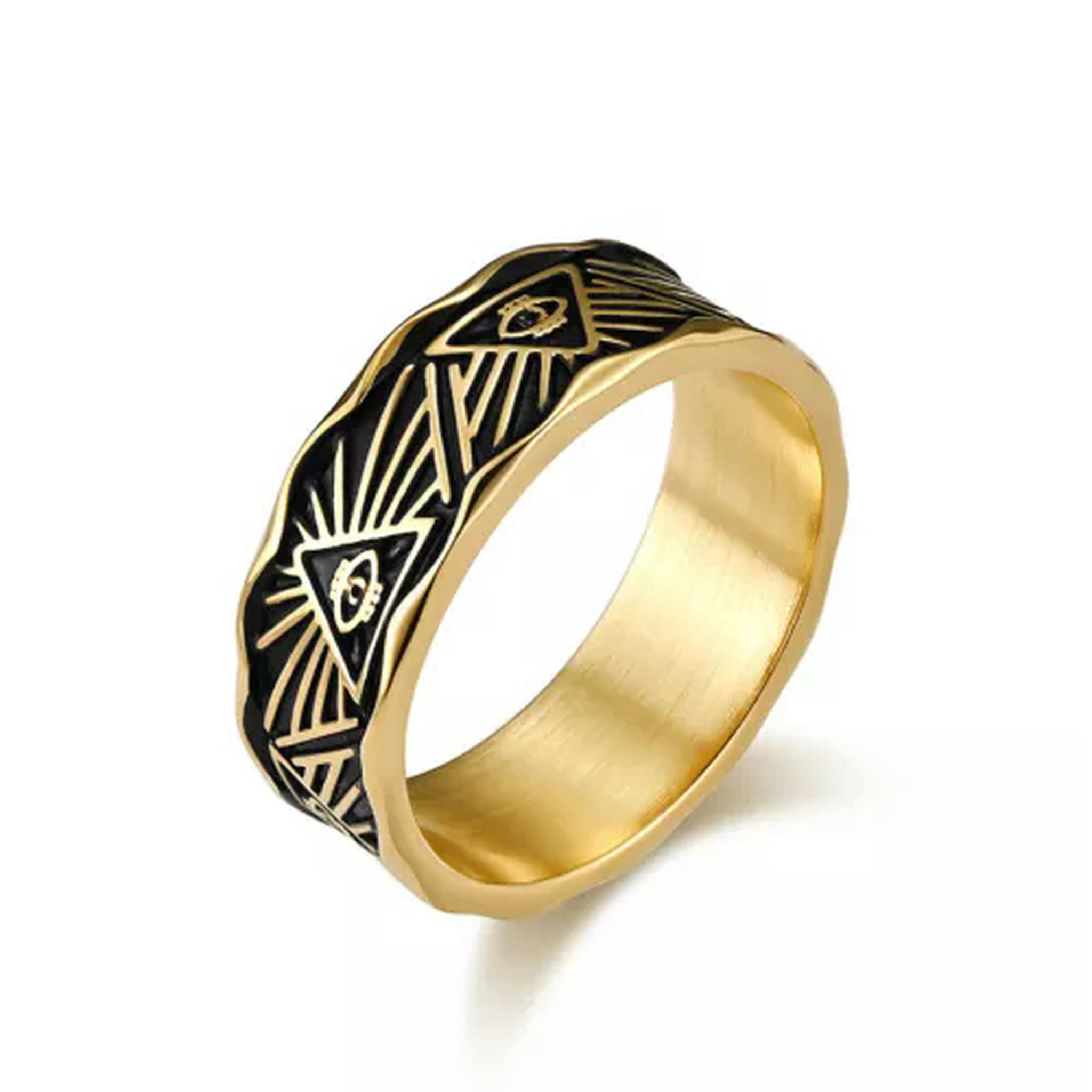 QQTDFG Men Ancient Egyptian Eye of Ra horus Ring Ankh Stainless Steel ...