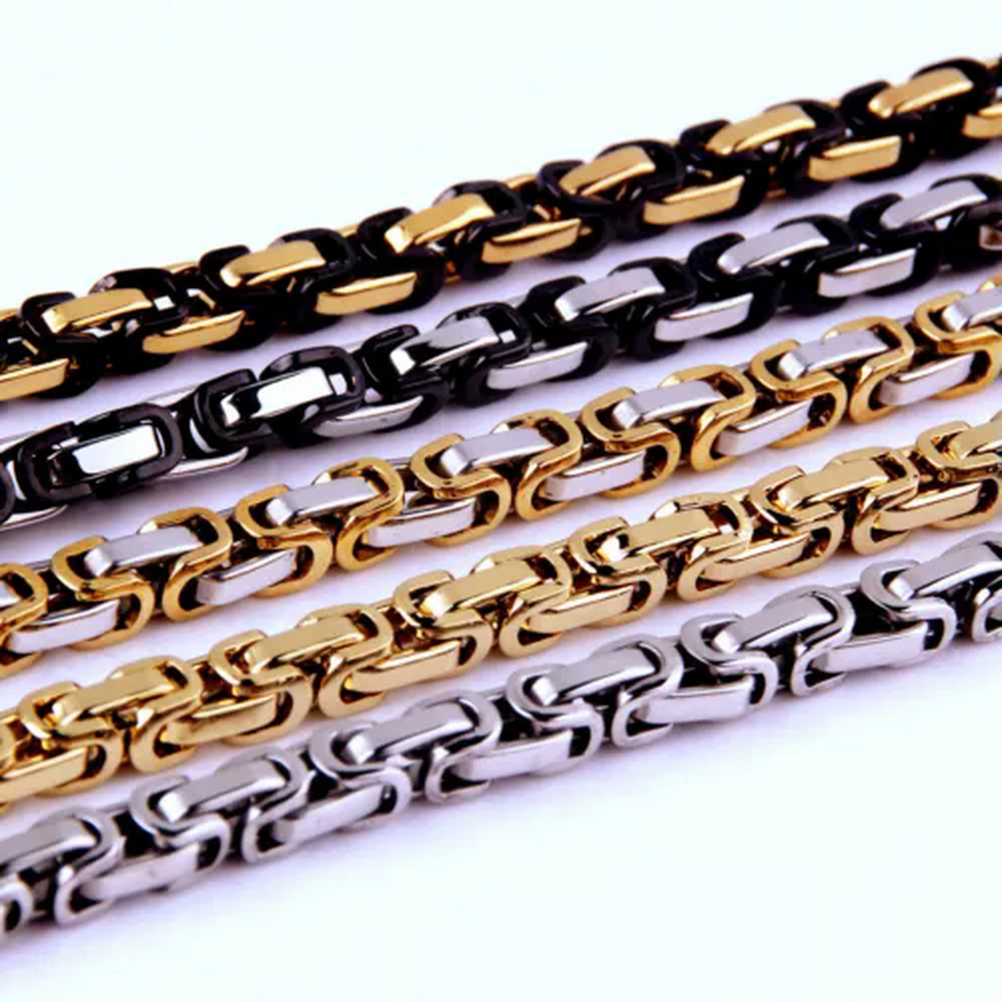 QQTDFG Men Byzantine Box Stainless Steel Chain Necklace Cool Punk ...