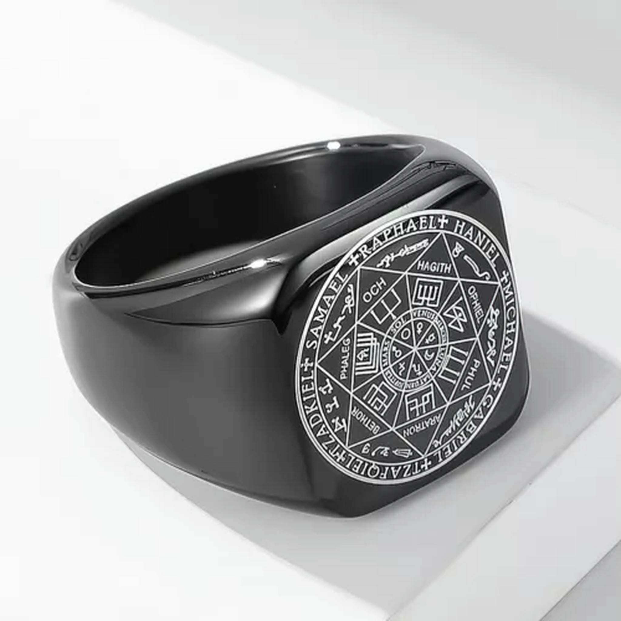 QQTDFG Men Seals of The Seven Archangels Ring Stainless Steel Star of ...