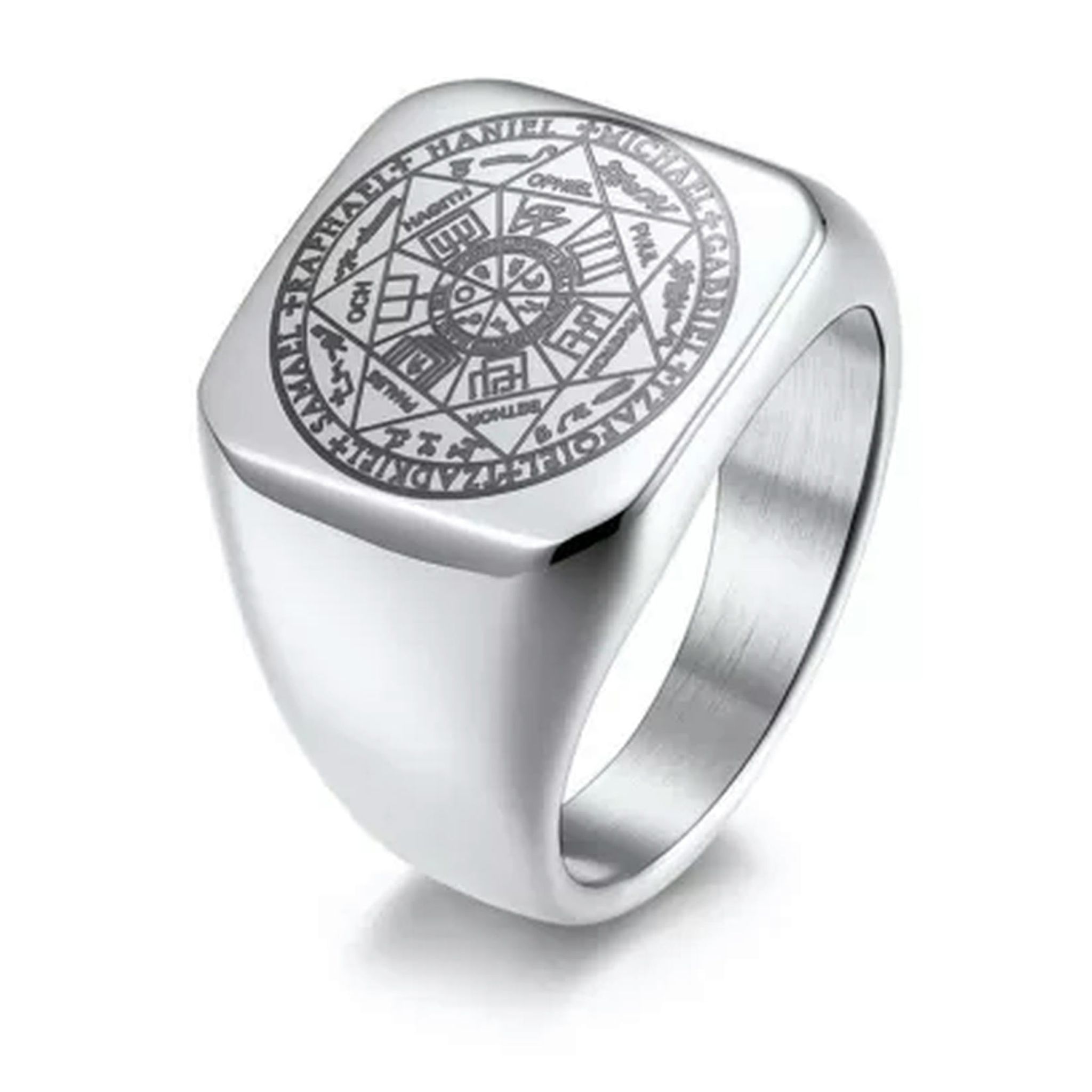 QQTDFG Men Seals of The Seven Archangels Ring Stainless Steel Star of ...