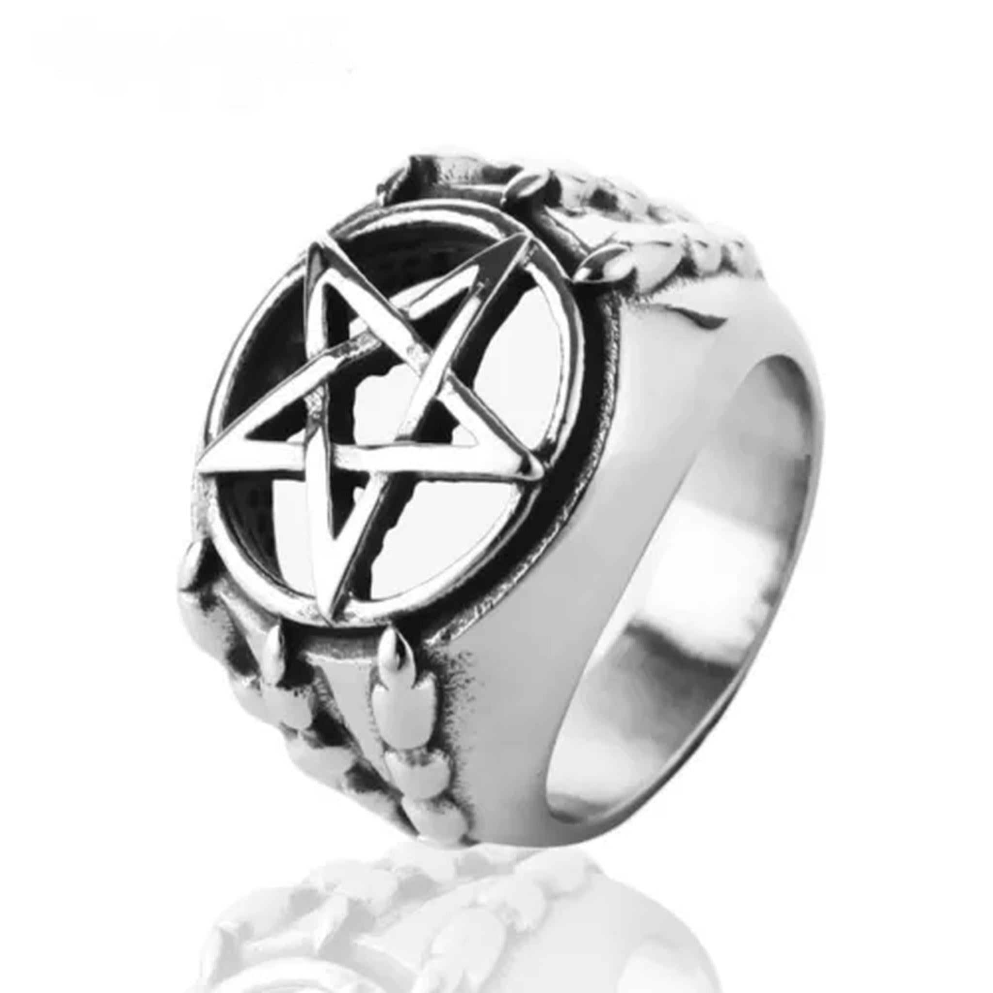 QQTDFG Men Woman Satanic Baphomet Goat Ring Sigil of Lucifer Satan ...