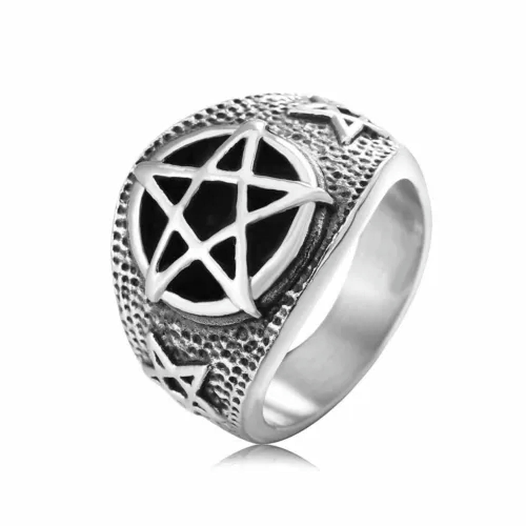 QQTDFG Men Woman Satanic Baphomet Goat Ring Sigil of Lucifer Satan ...
