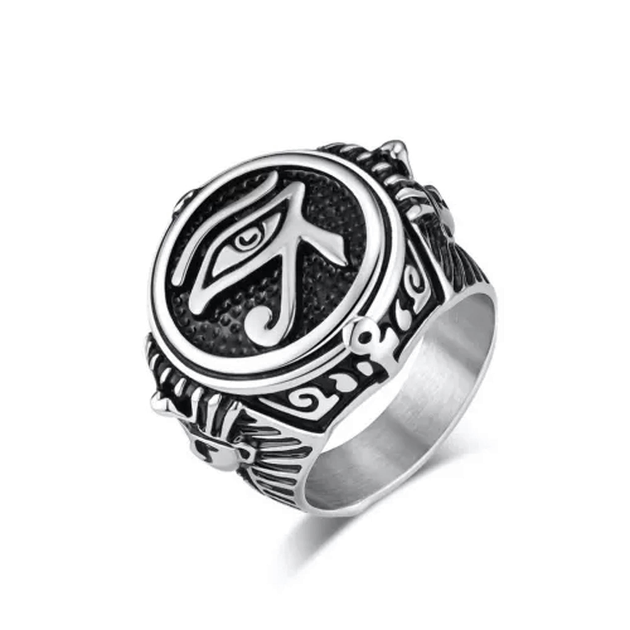 QQTDFG Men Women Ancient Egyptian Eye of Ra Horus Ankh Cross Ring ...