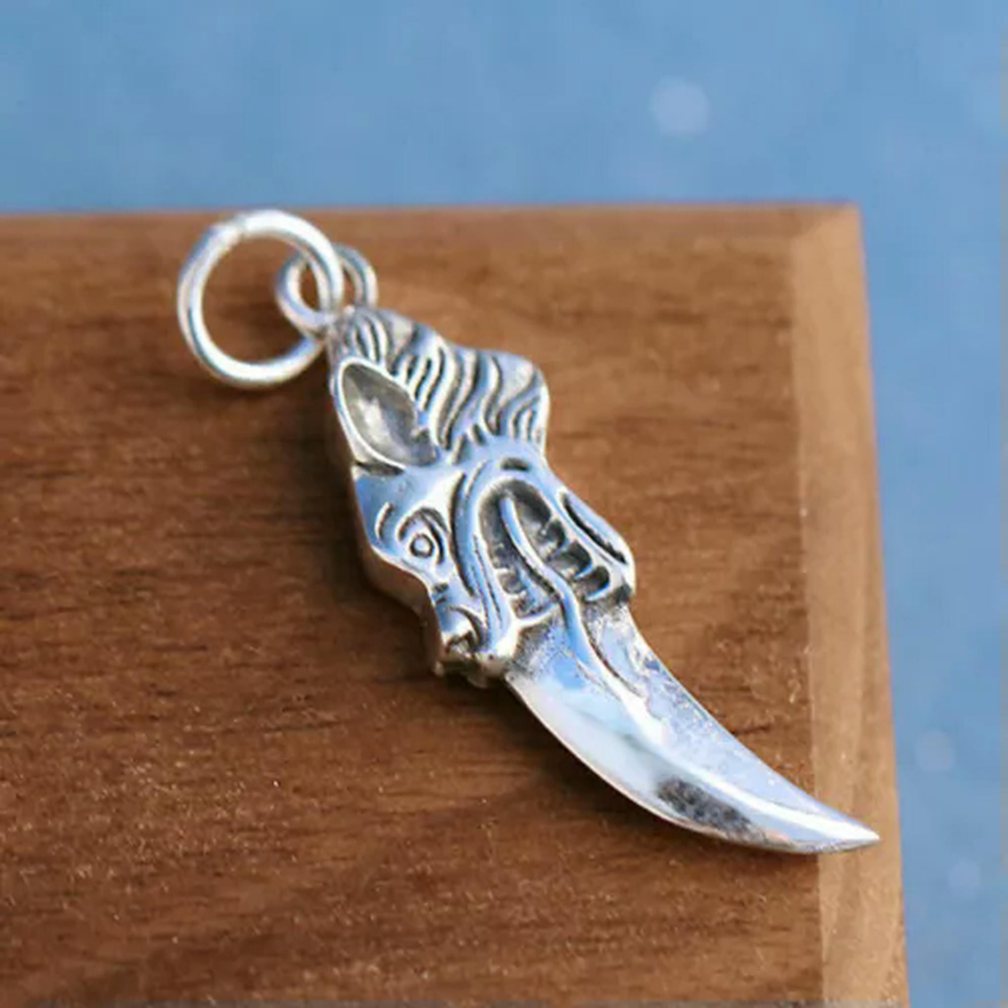 QQTDFG Men Women Sterling Silver Wolf Fang Beast Tooth Men Biker ...