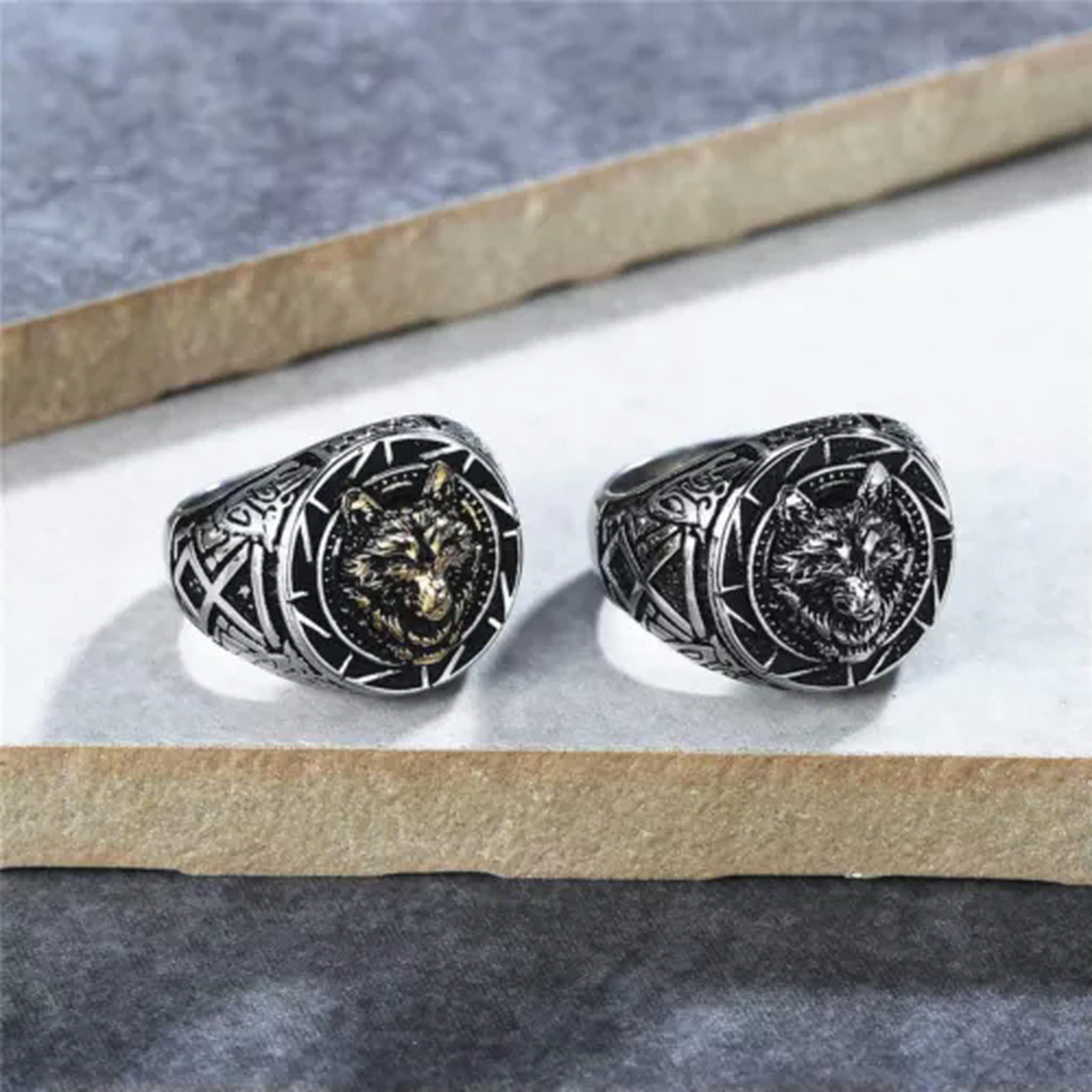 QQTDFG Mens Animal Rings Stainless Steel Dragon Tiger Wolf Wild Boar ...