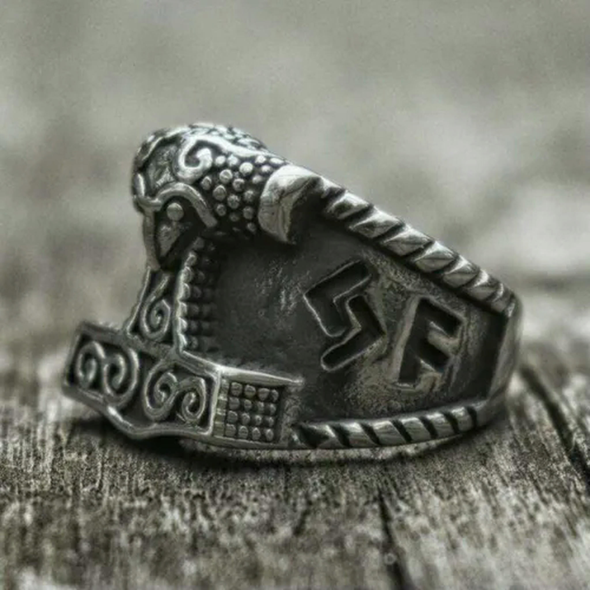 QQTDFG Mens Stainless Steel Nordic Viking Thors Hammer Rune Mjolnir ...