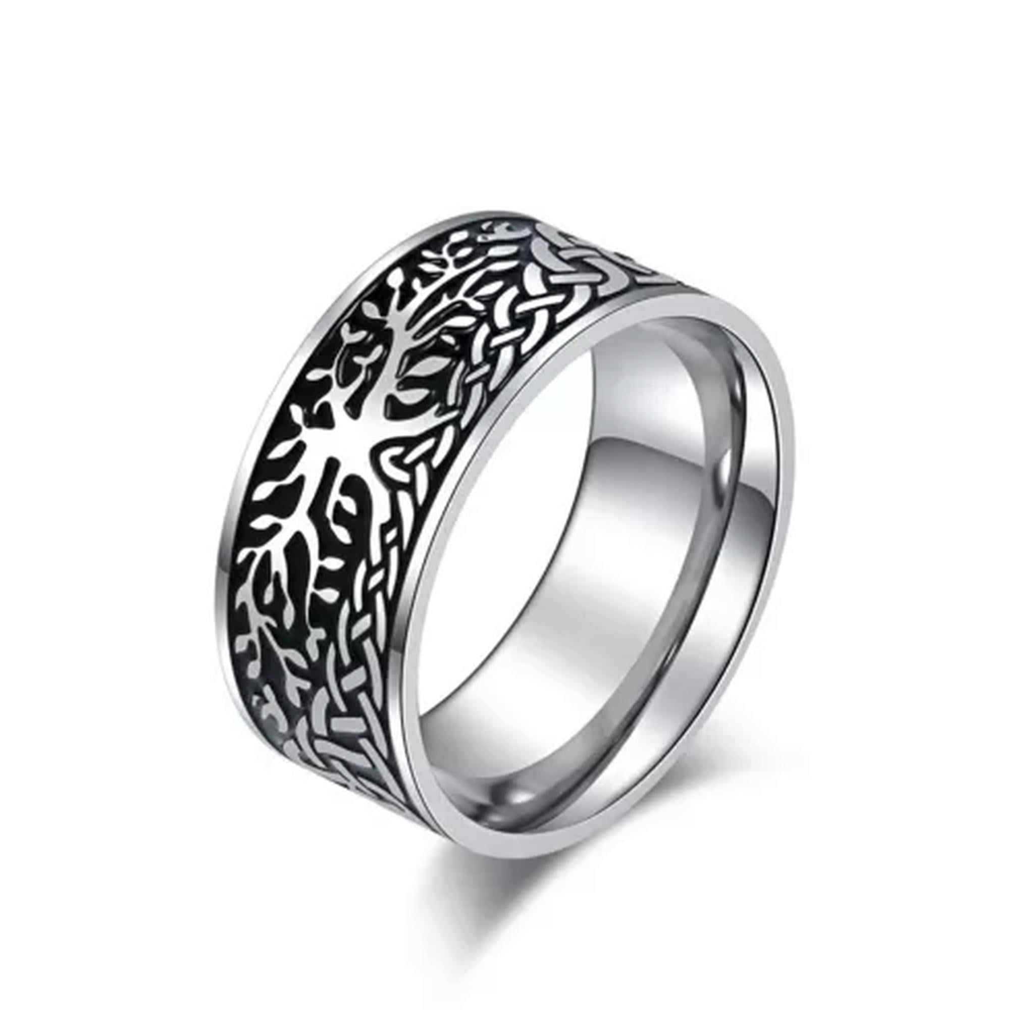 QQTDFG Mens Women Stainless Steel Tree of Life Ring Norse Viking Knot ...