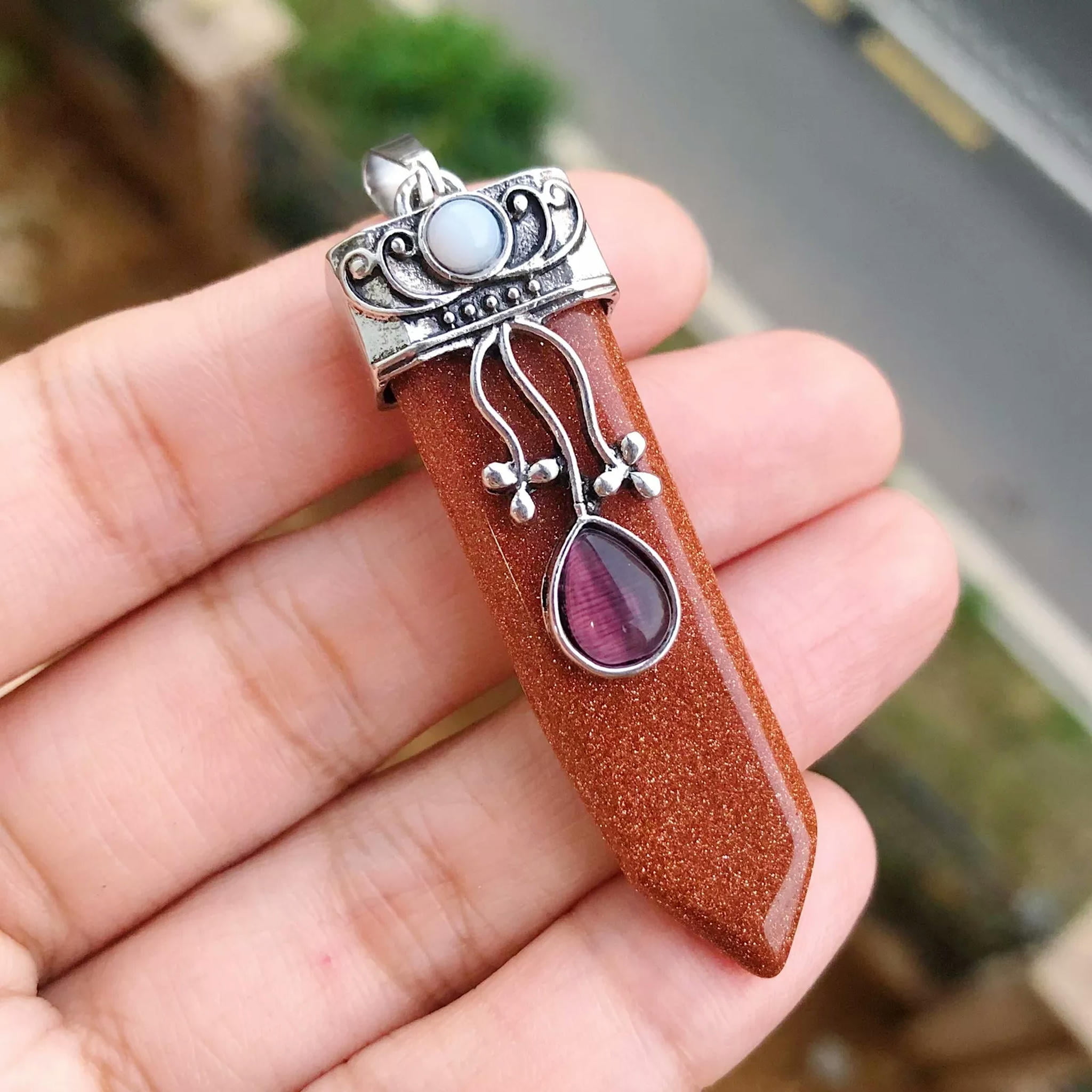 QQTDFG Nugget sand Stone Gems Stone Sword Pendant Prism Chakra Reiki ...