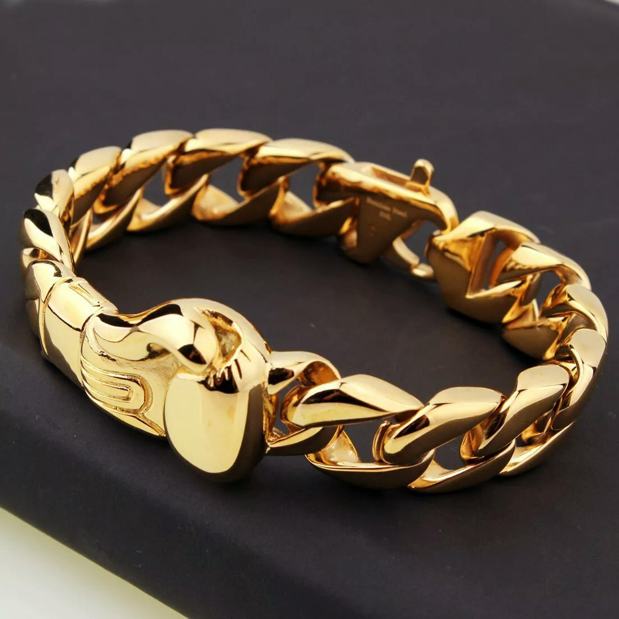 QQTDFG Punk 15mm 316L Stainless Steel Boxing Glove Curb Chain Bracelet ...
