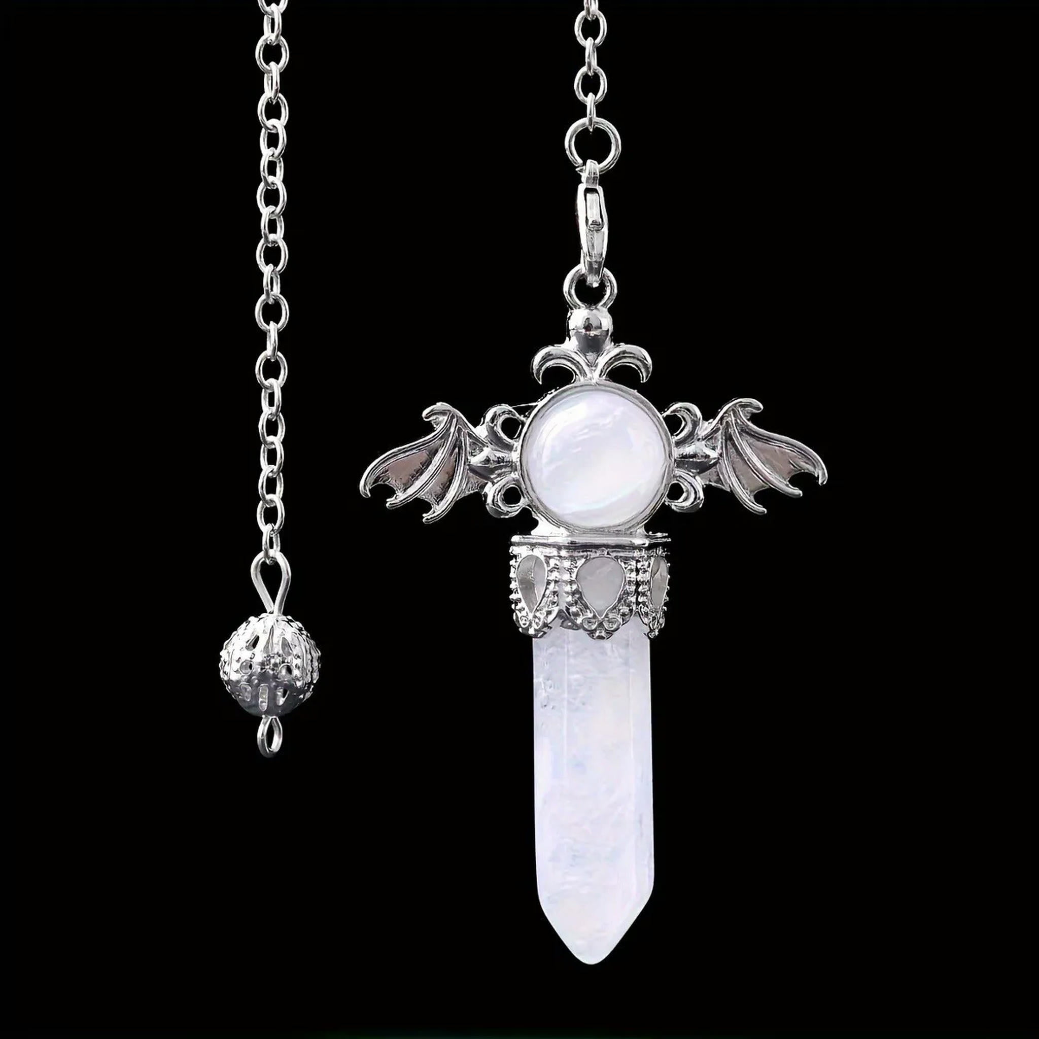 QQTDFG Rock Quartz Gems Angel Wings Pendulum Necklace Magic Reiki ...