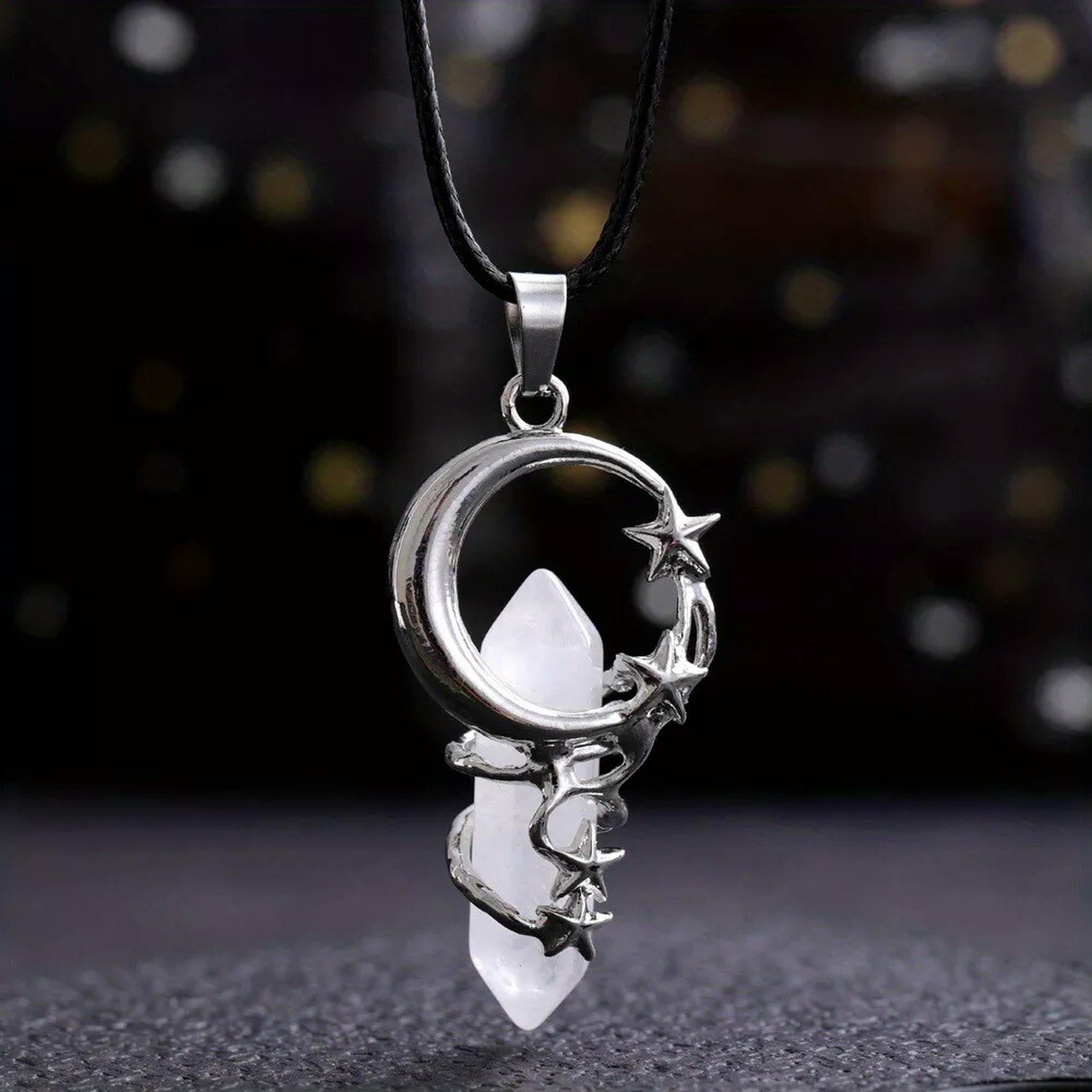 QQTDFG Rock Quartz Gems Moon Star Crystal Necklace Magic Reiki Healing ...
