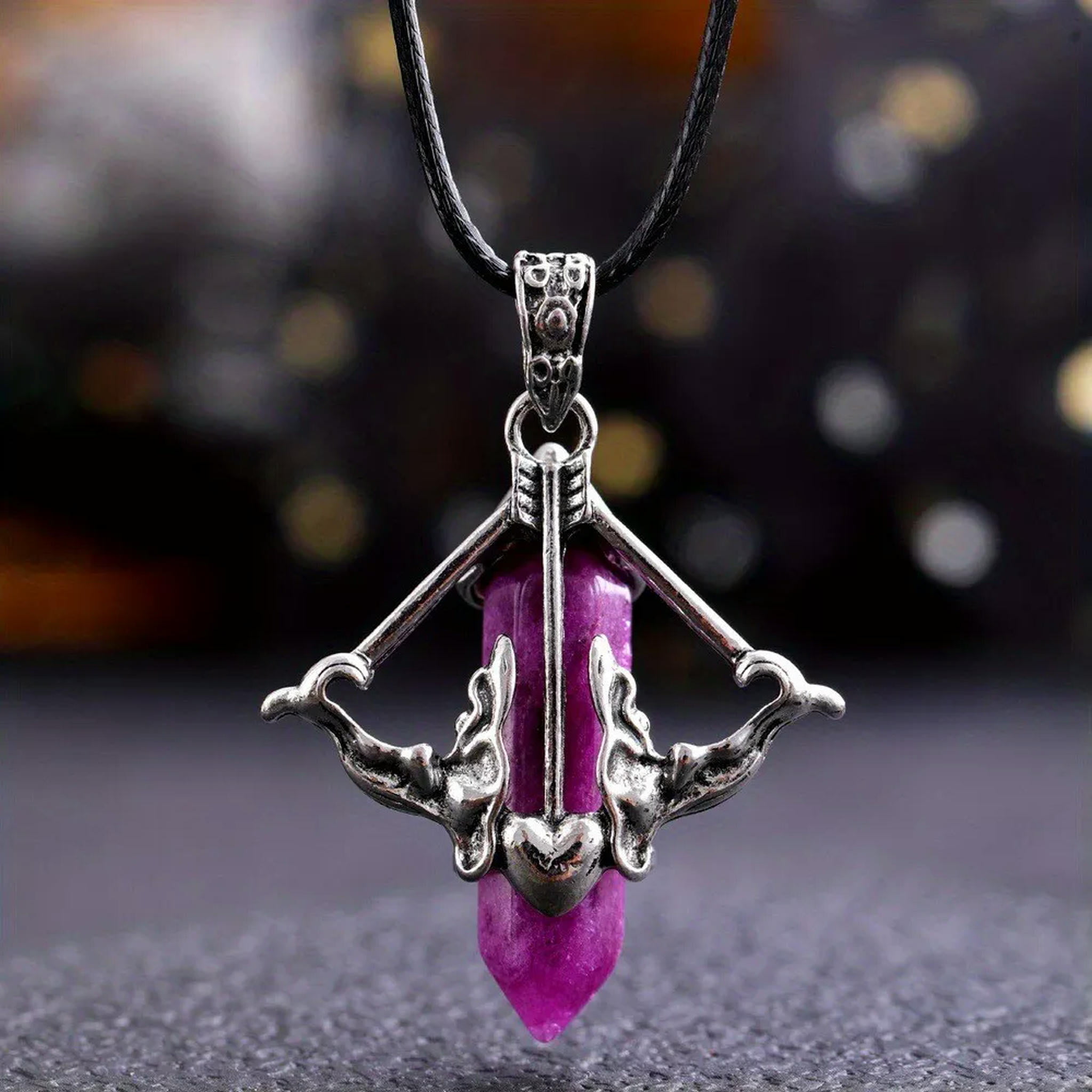 QQTDFG Rose Red Spot Gems The Arrow of Cupid Necklace Magic Reiki ...