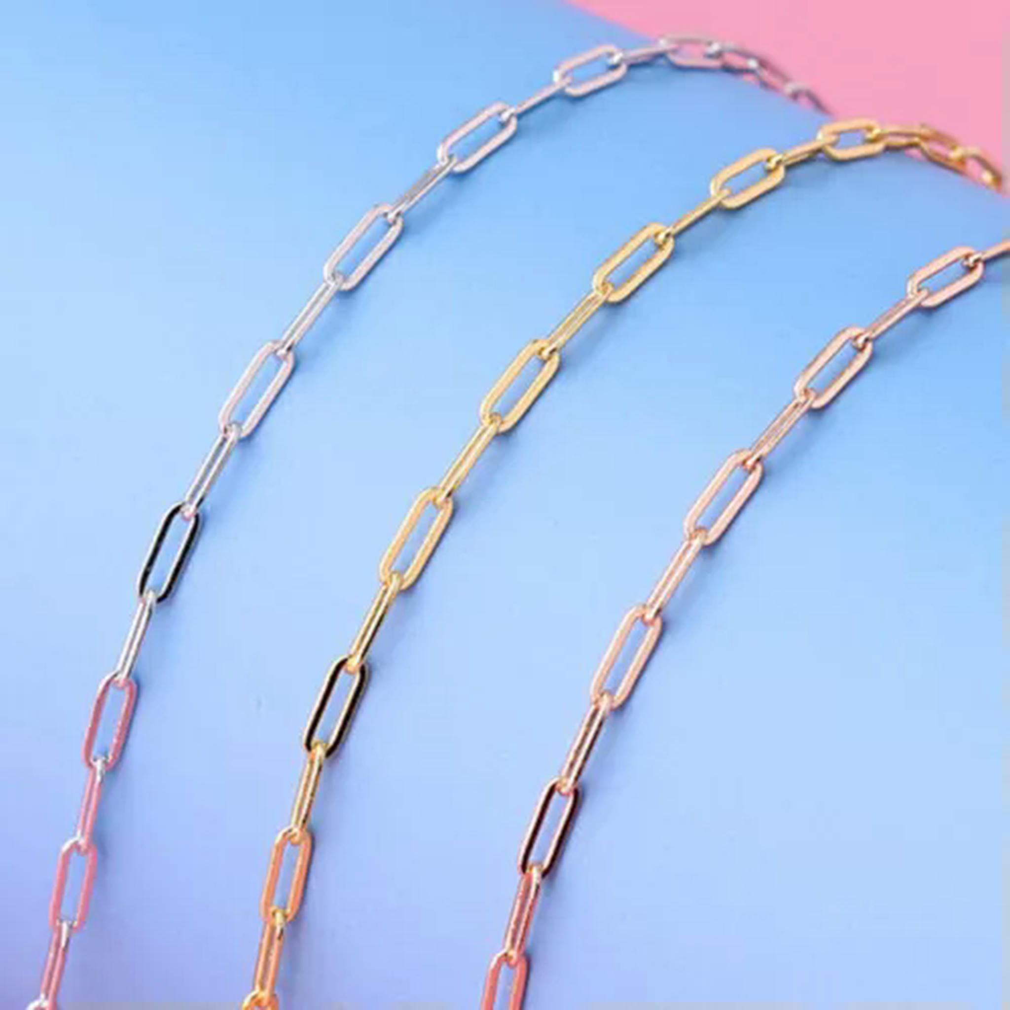 QQTDFG Solid Sterling Silver Paperclip Rolo Chain Necklace A5126-Silver ...