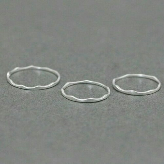 QQTDFG Solid Sterling Silver Plain Dainty Thin Above Knuckle Midi ...