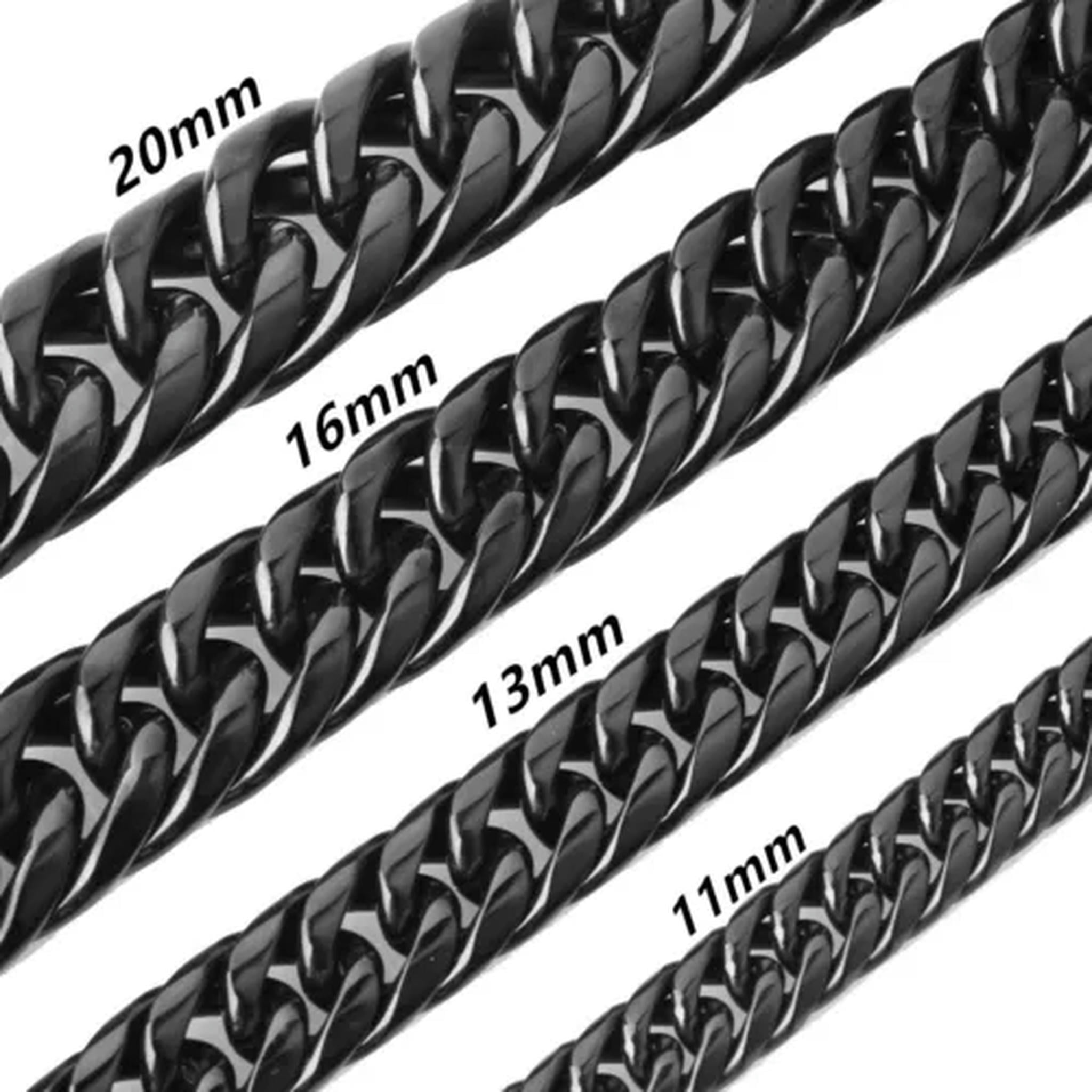 QQTDFG Stainless Steel Black Cuban Curb Link Chain Necklace Men's 7"-40 ...