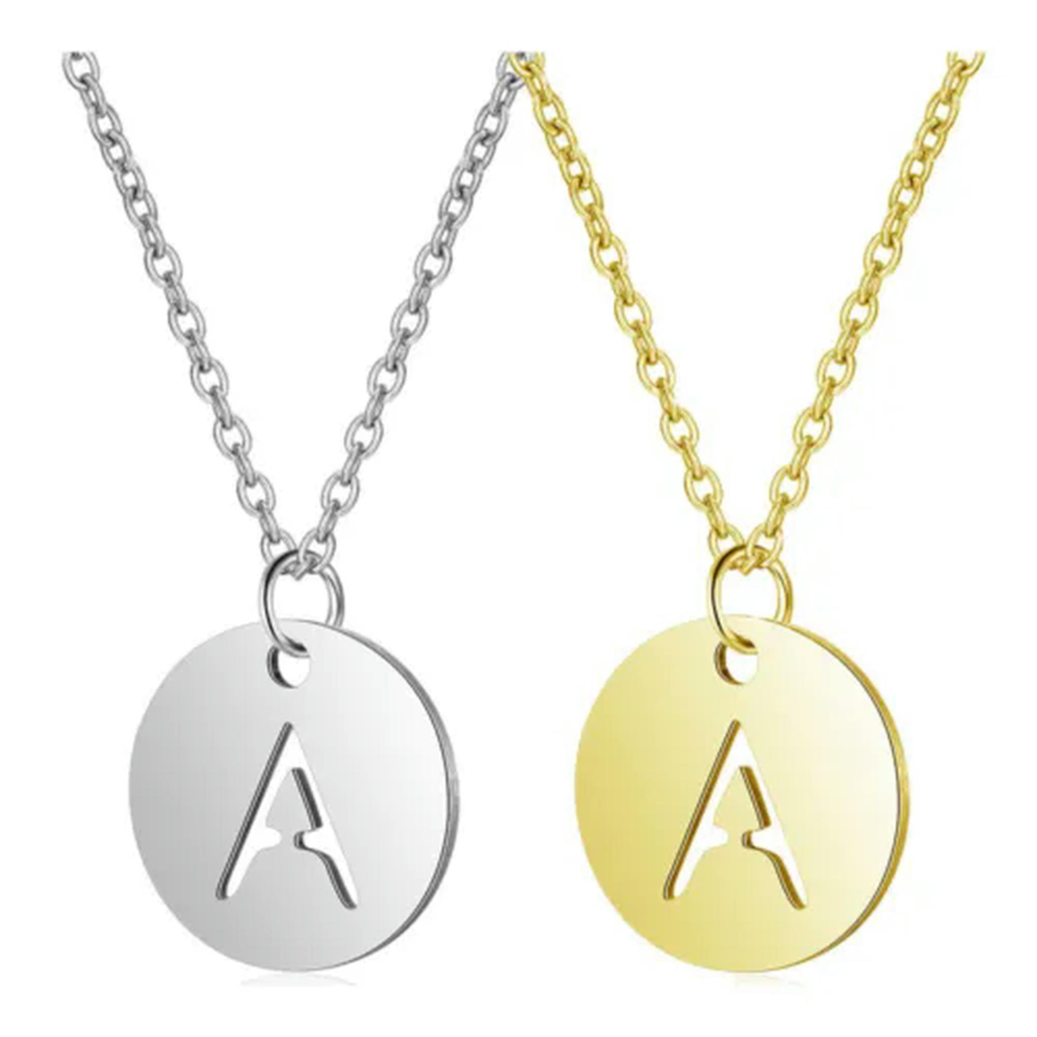 QQTDFG Stainless Steel Initial Pendant Necklace Alphabet Silver Gold ...