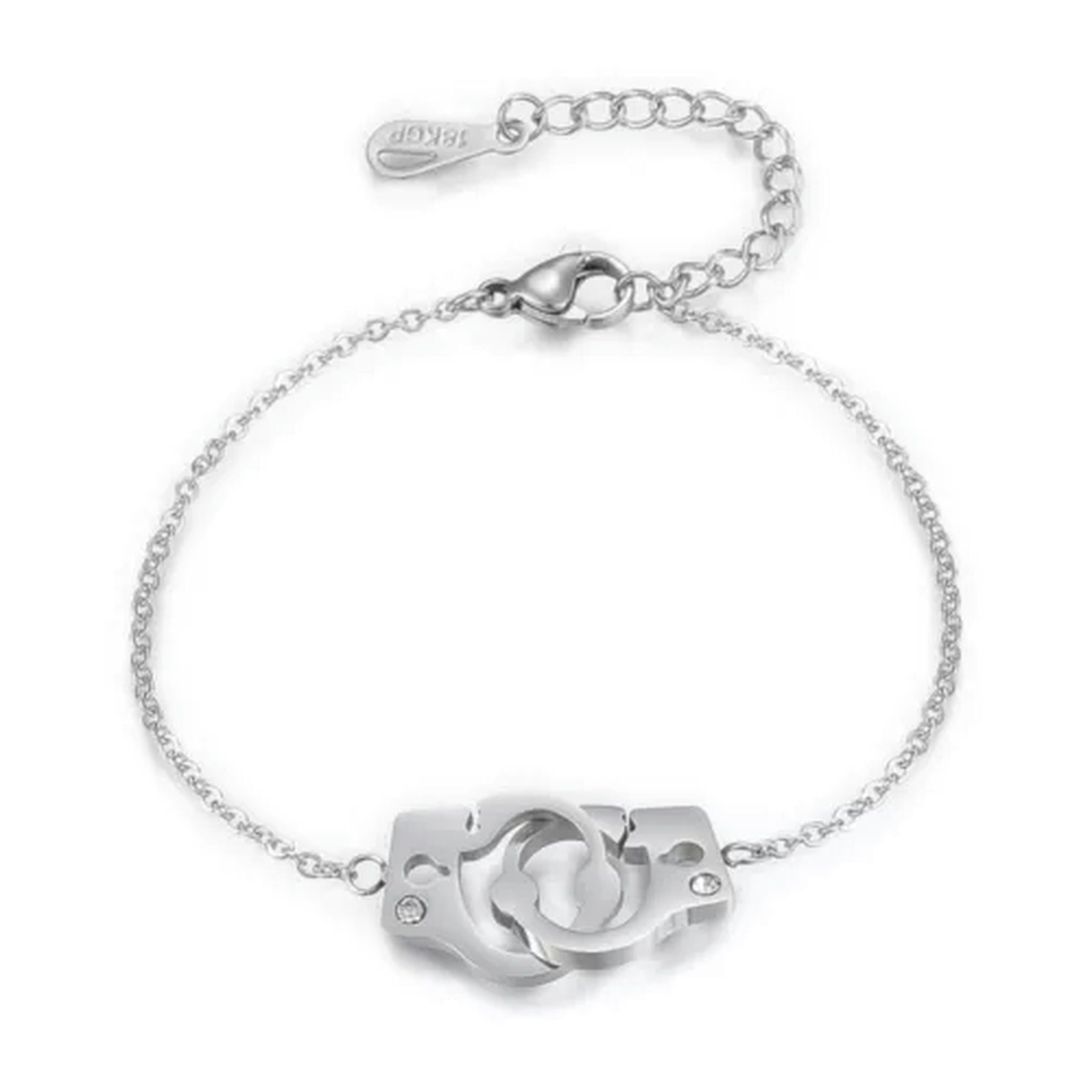 QQTDFG Stainless Steel Link Bracelet Rhinestone Handcuffs Gold ...