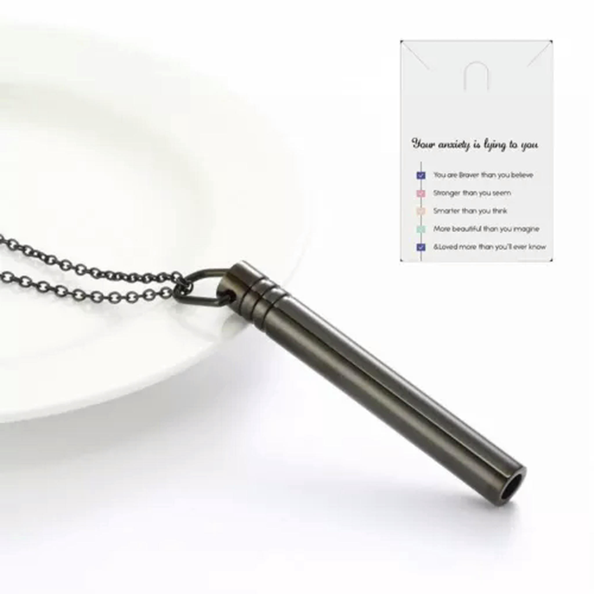 QQTDFG Stainless Steel Mindful Anapana Breathing Necklace Yoga Sports ...