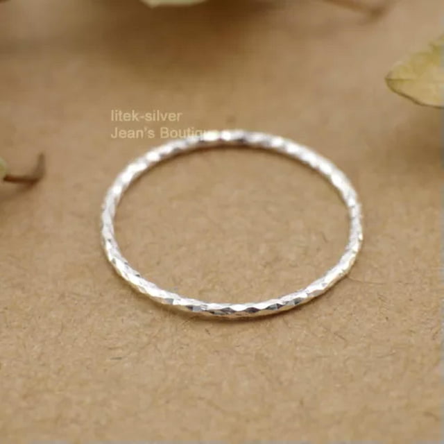 QQTDFG Sterling Silver Bling Plain Thin Knuckle Midi Stackable Pinkie ...