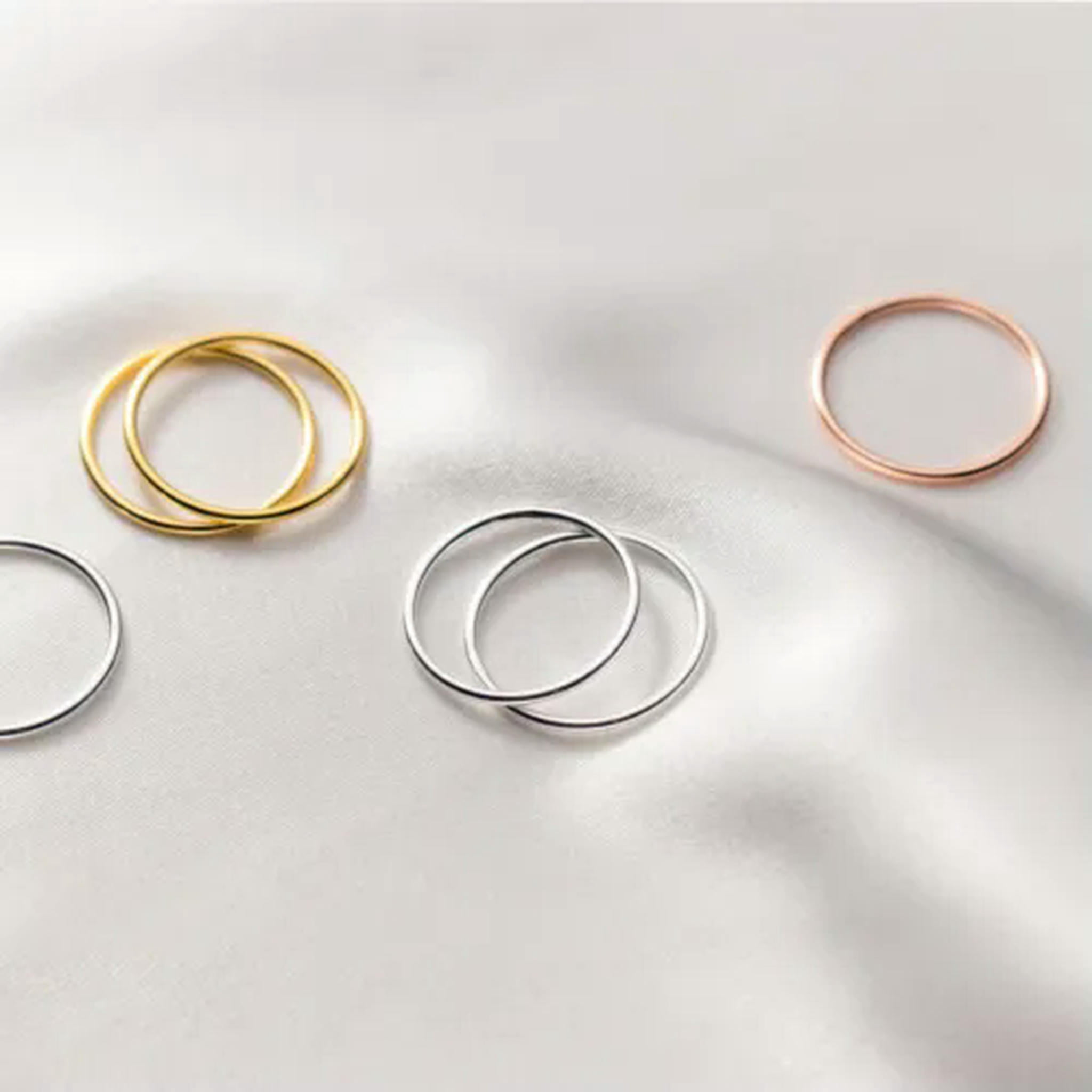 QQTDFG Sterling Silver Plain Knuckle Thin Ring Midi Above Pinkie Finger ...