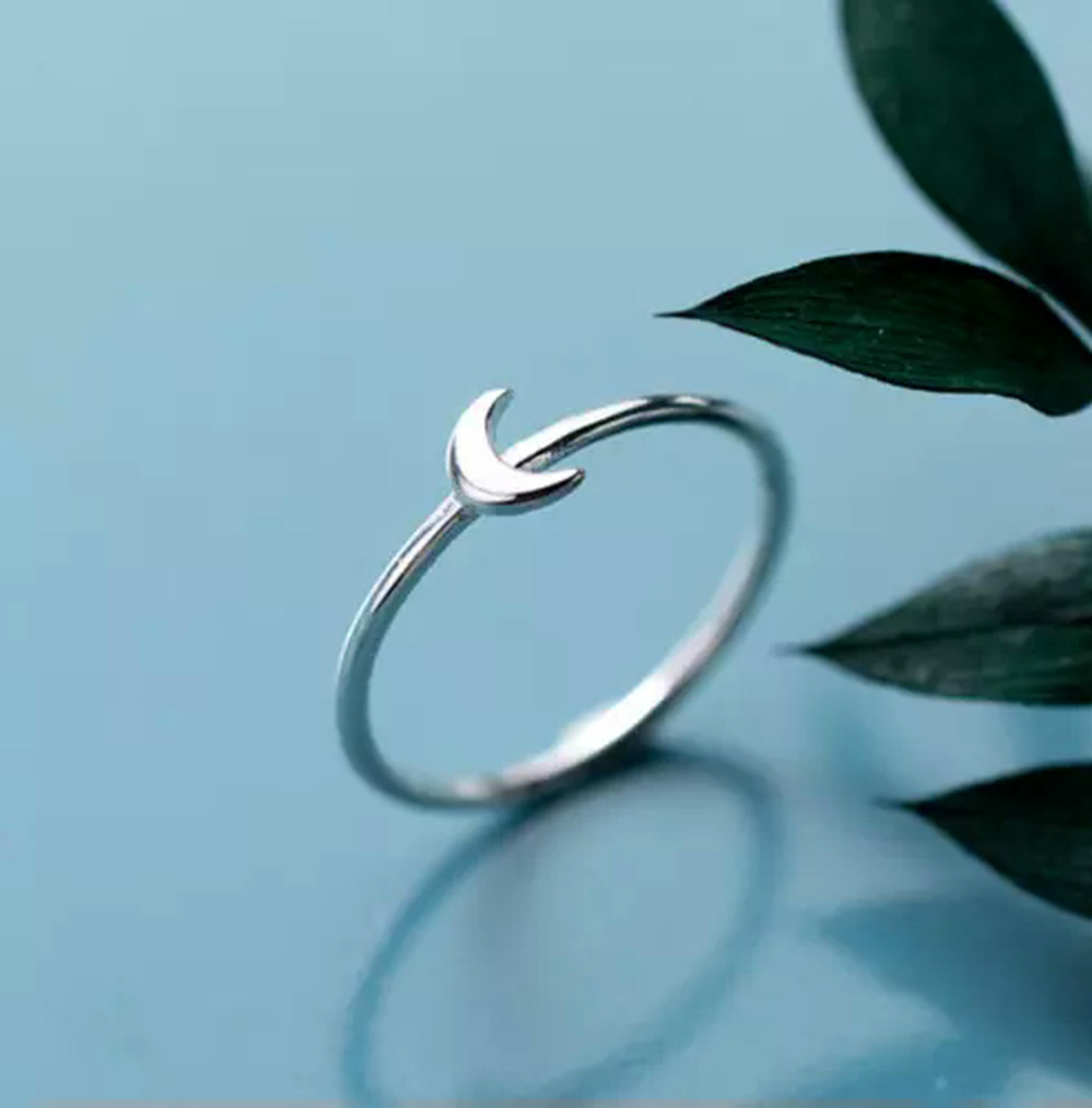 QQTDFG TINY Moon 925 Sterling Silve Kunckle Midi Thin Band Dainty ...