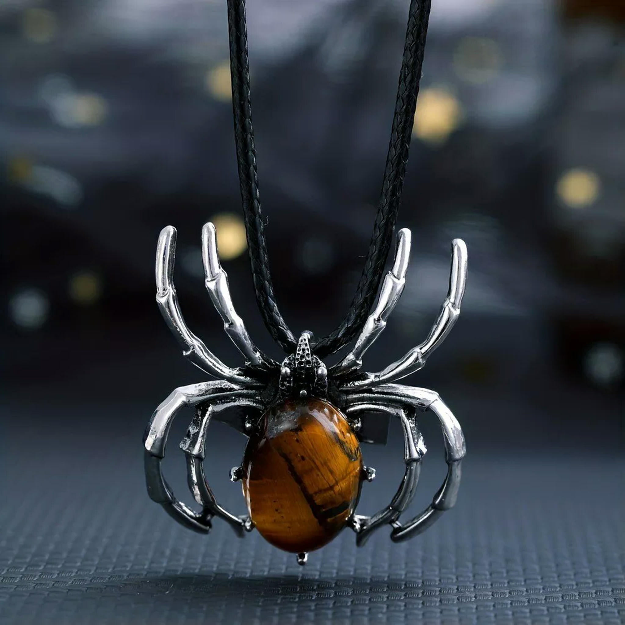 QQTDFG Tiger eye Gems Spider Crystal Necklace Magic Reiki Healing ...