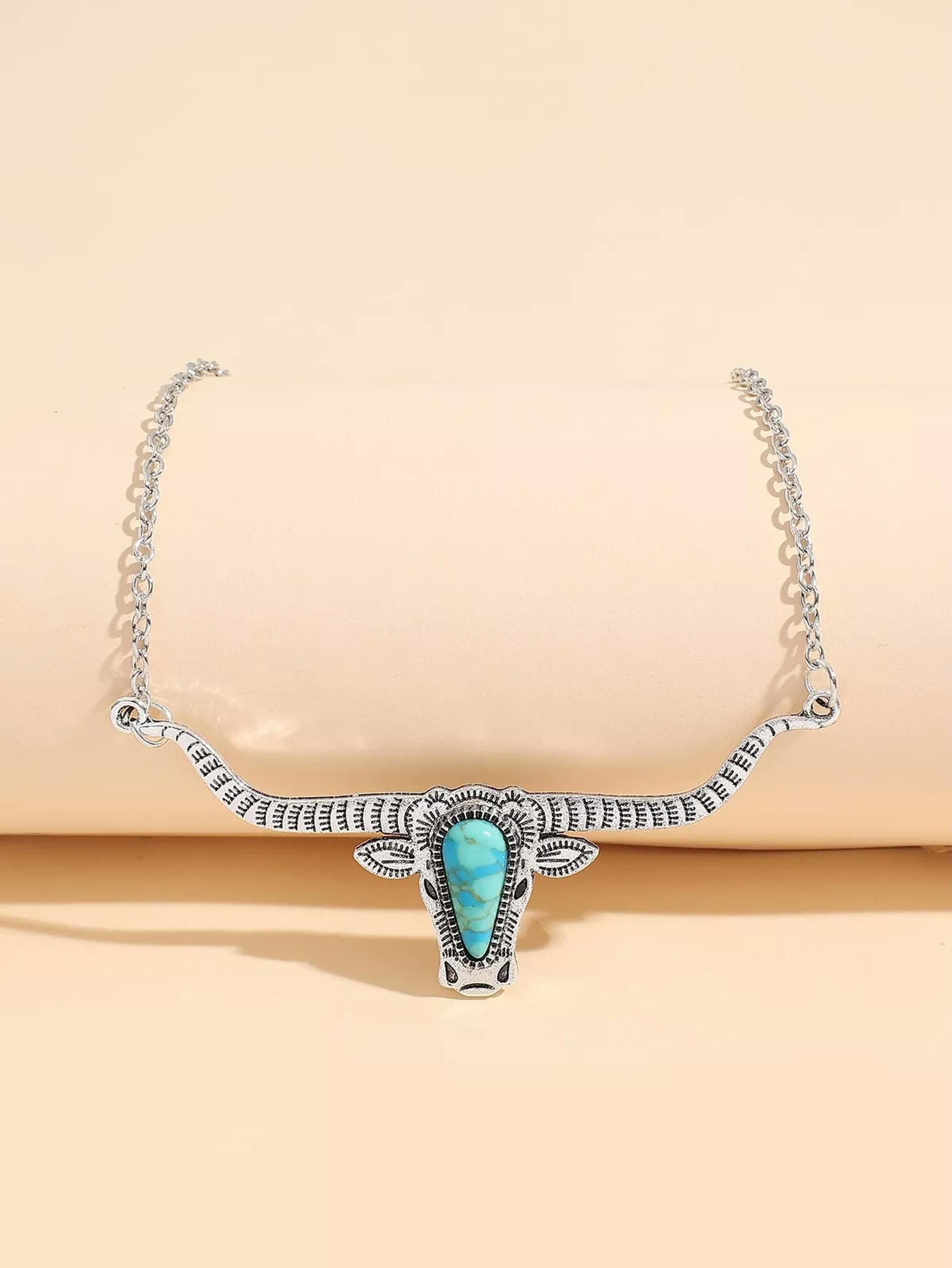 QQTDFG Turquoise Bull Head Decor Necklace Western Style Necklace ...