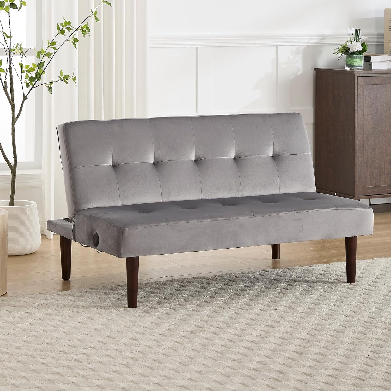 QQU 3-in-1 Foldable Sofa Bed, 45" W Adjustable Recliner Futon Couch Bed ...