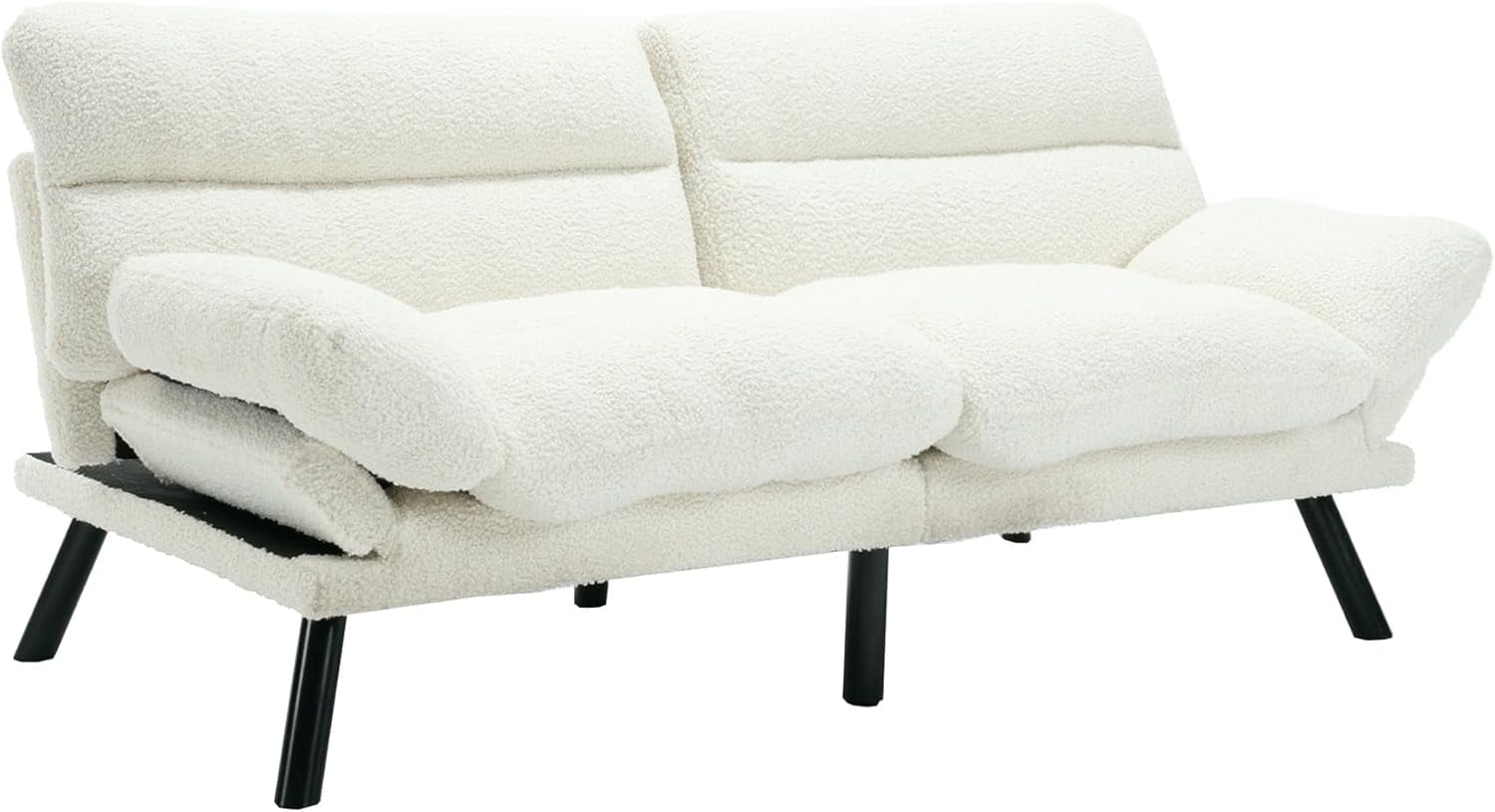 QQU Modern 3-in-1 Convertible 2-Seats Sofa Bed,Upholstered Sofa with ...