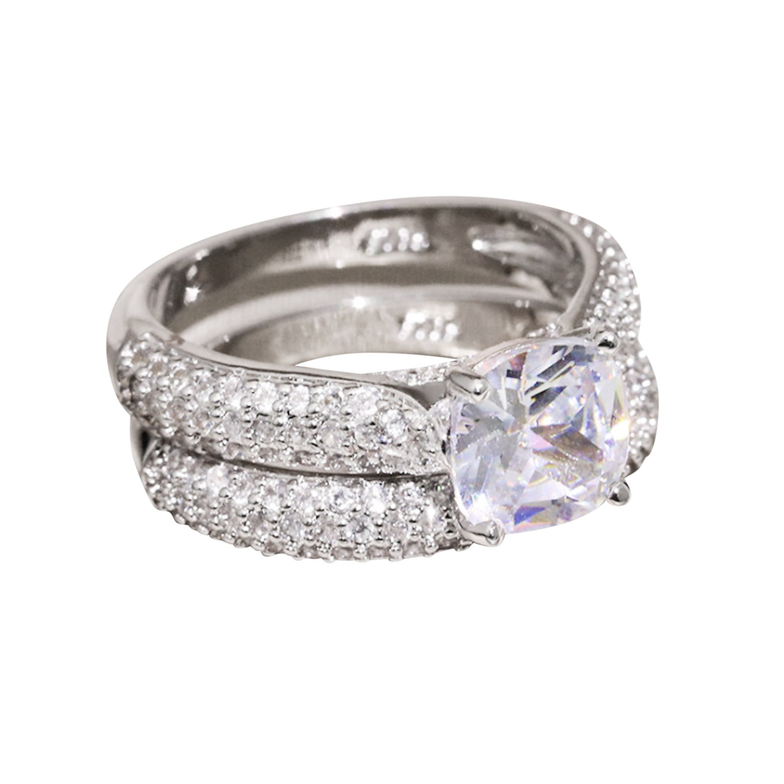 QQUAO Home Decor 2Pcs Set Shiny Rhinestone Crystal Engagement Rings ...