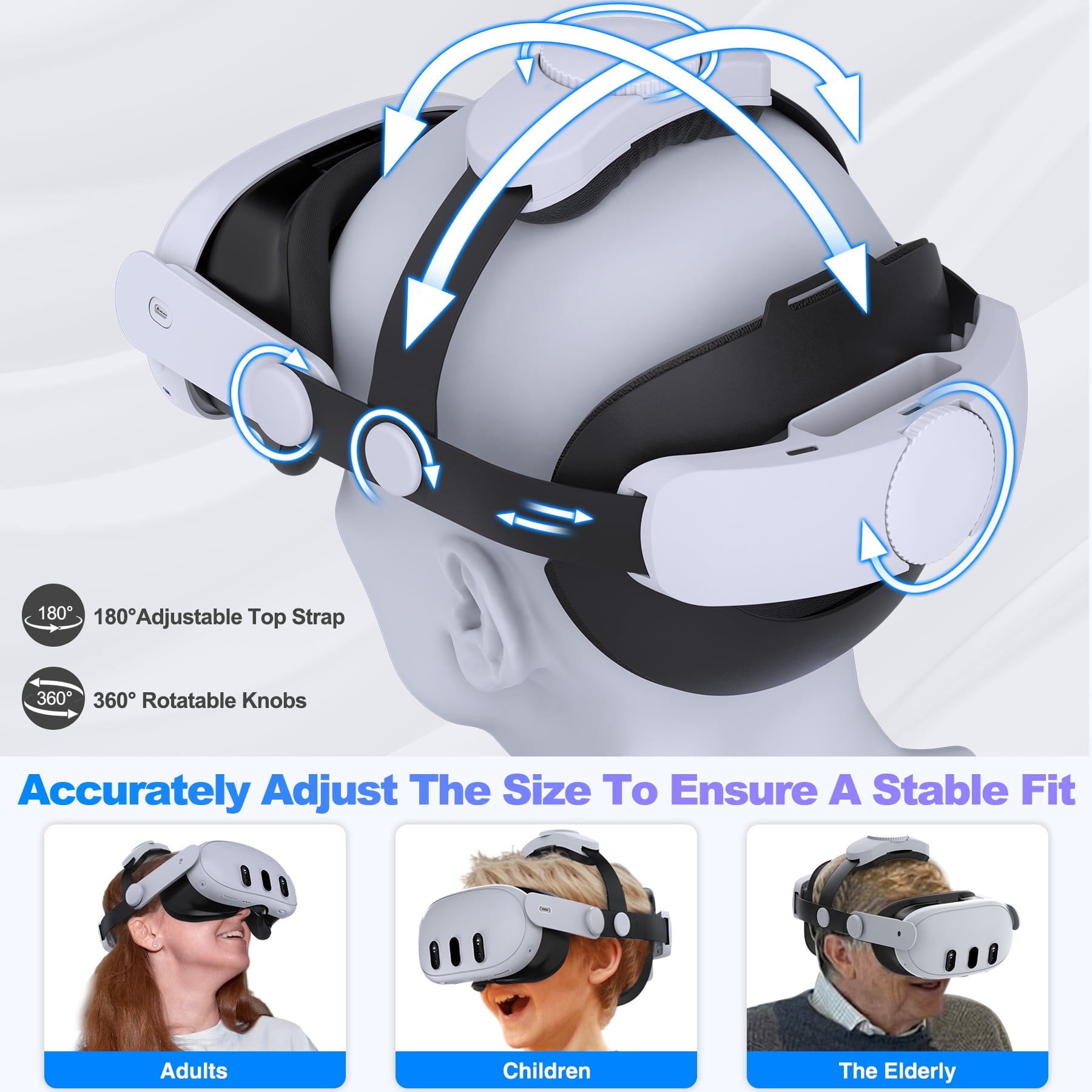DinoFire Head Strap for Oculus Quest 2 & 3, VR Elite Strap with 2 ...