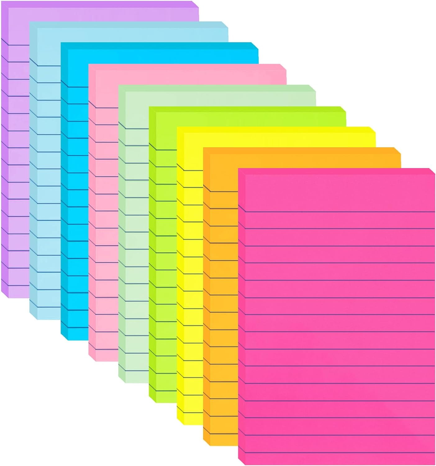 QQY 9 Pack Lined Sticky Notes 4x6 in Post Sticky Notes with Lines, 9 ...