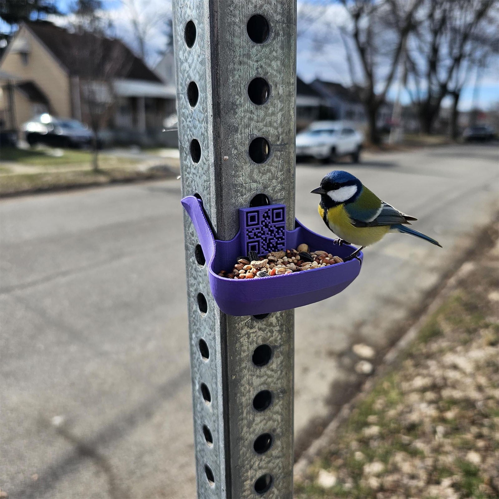 QR Code Bird Feeder, Snap-On Street Sign & Stop Sign Post Mount ...