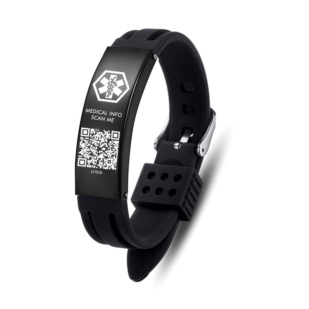 QR Code Medical ID Bracelet for Women Men, Silicone Adjustable Medical ...
