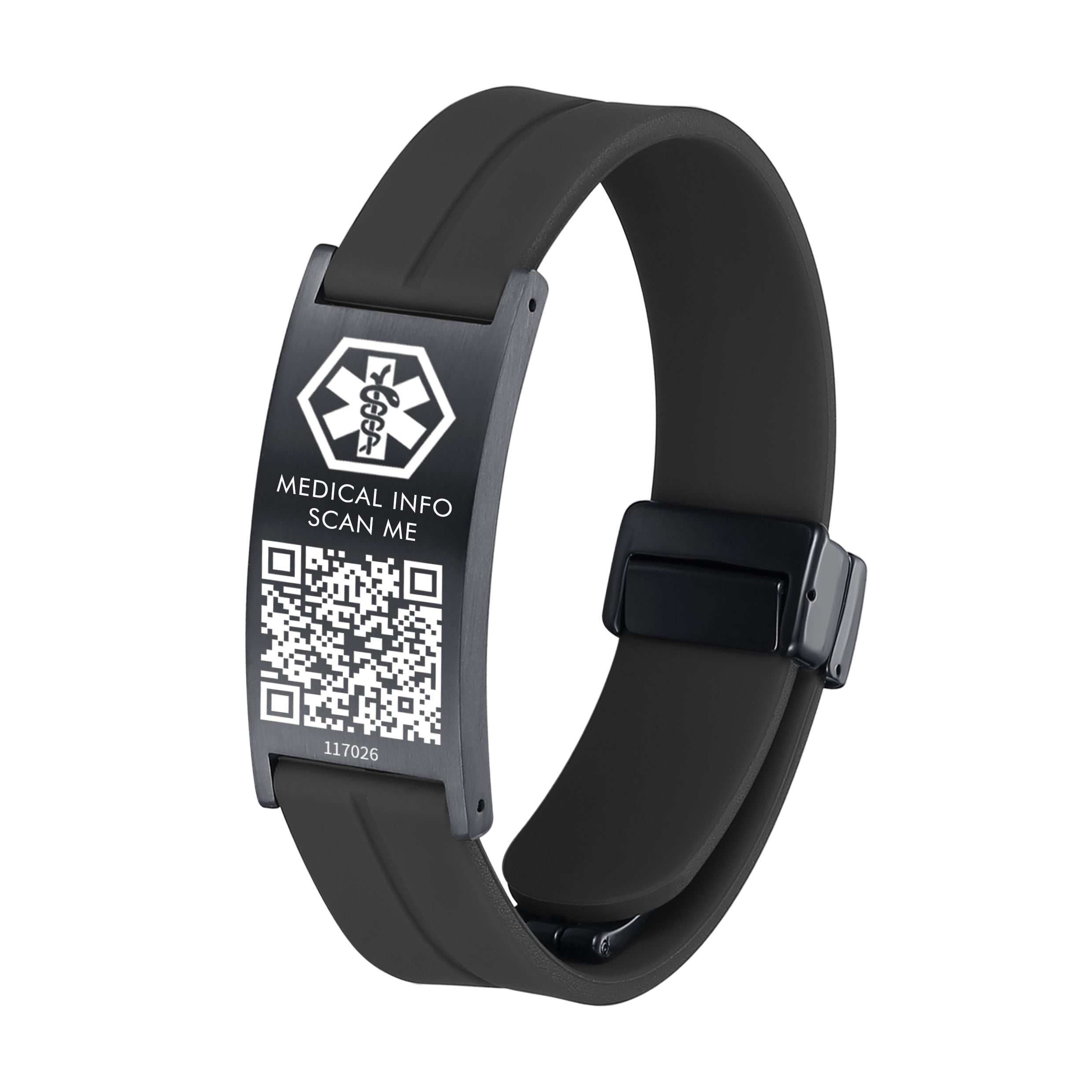 QR Code Medical ID Bracelet for Women Men, Silicone Adjustable Medical ...