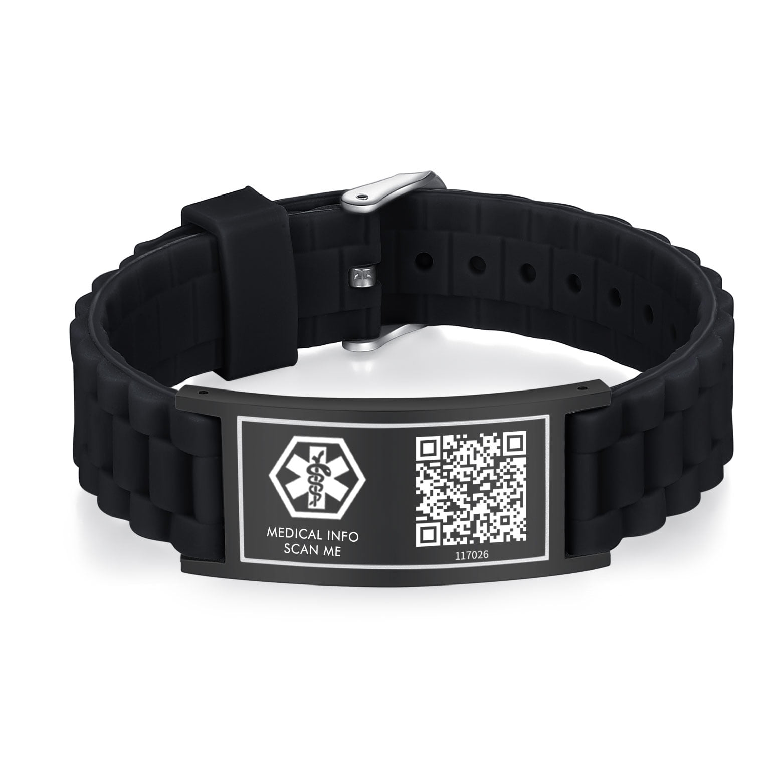 QR Code Medical ID Bracelet for Women Men, Silicone Adjustable Medical ...