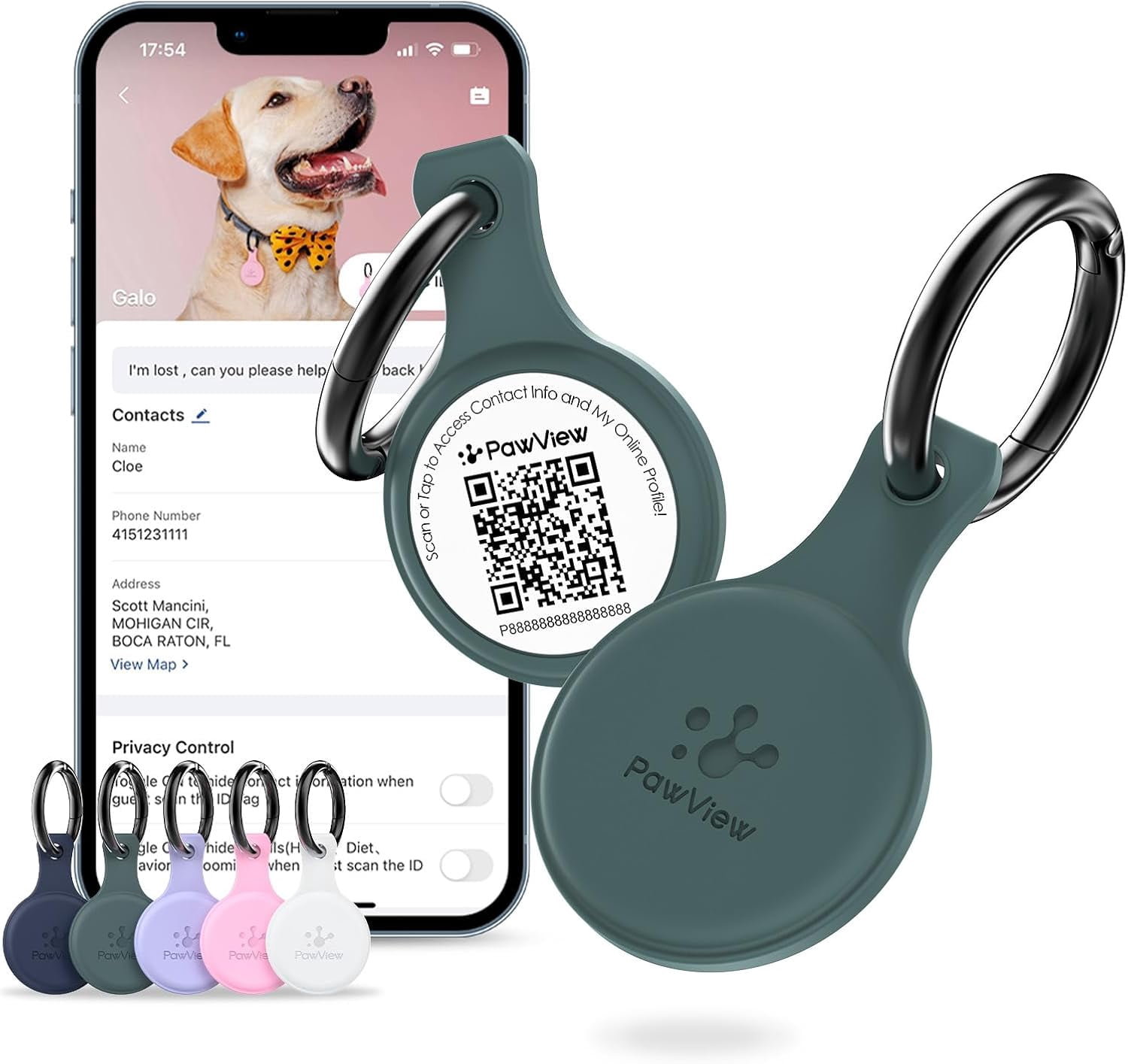 QR Code Pet ID Tag, Silent Silicone Dog ID Tag, Scan QR for Instant ...