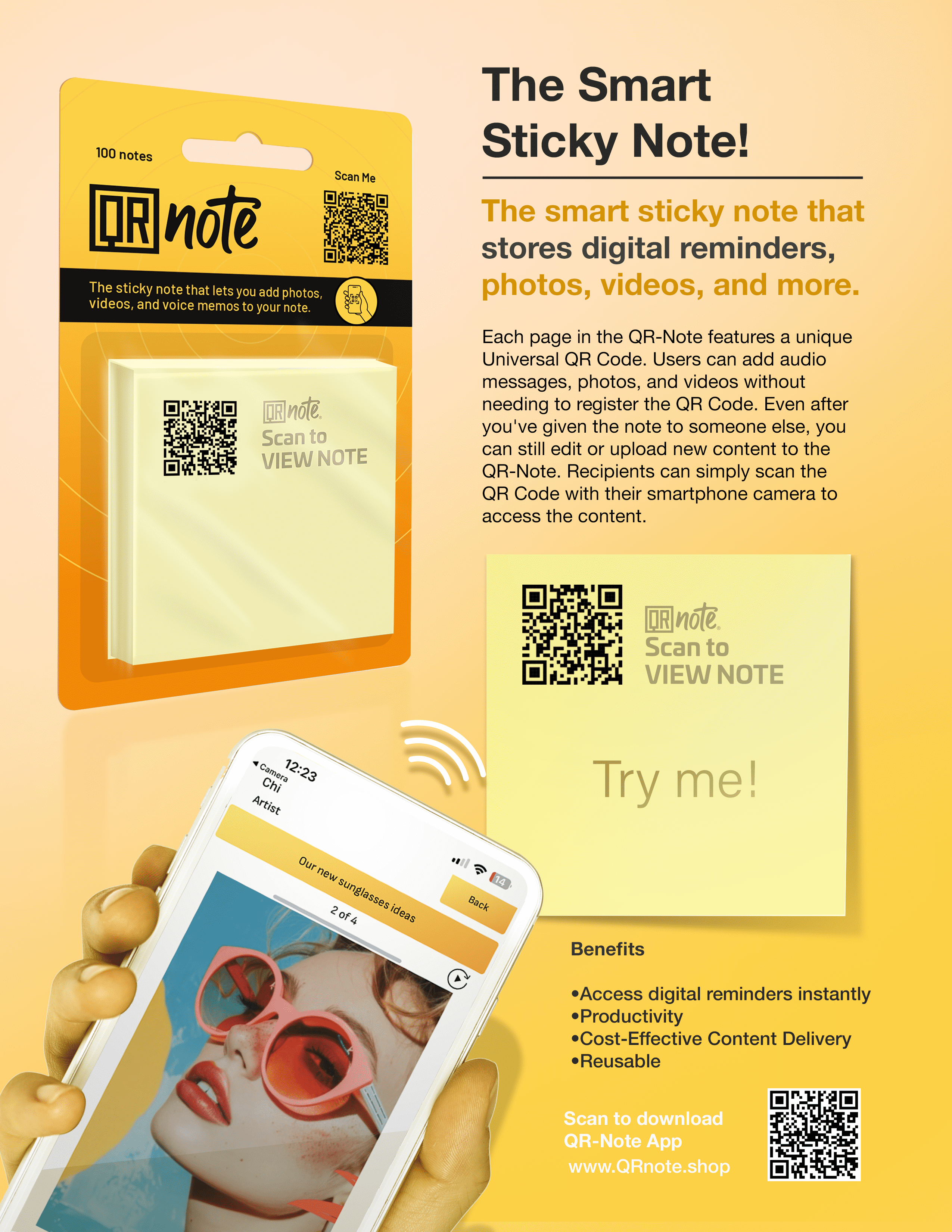 QR-Note The Smart Sticky Note - Walmart.com