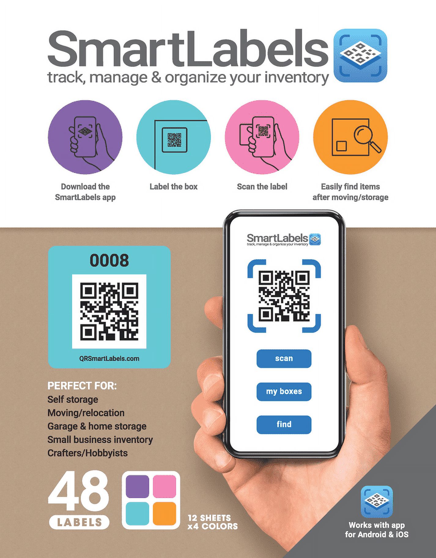 QR Smart Labels - Scannable Labels for Storage and Organization (Color ...
