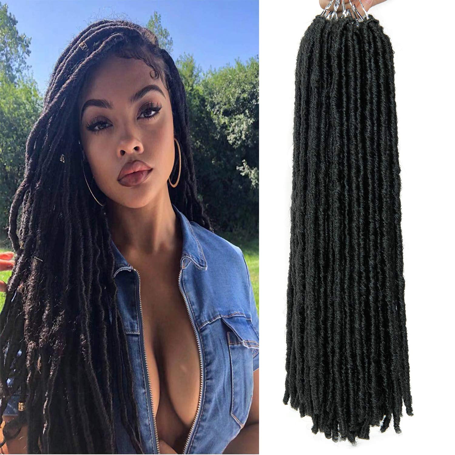 QRH 6 Packs Straight Faux Locs Crochet Hair Goddess Gypsy Locs Crochet Hair 20Inch Pre Looped ...