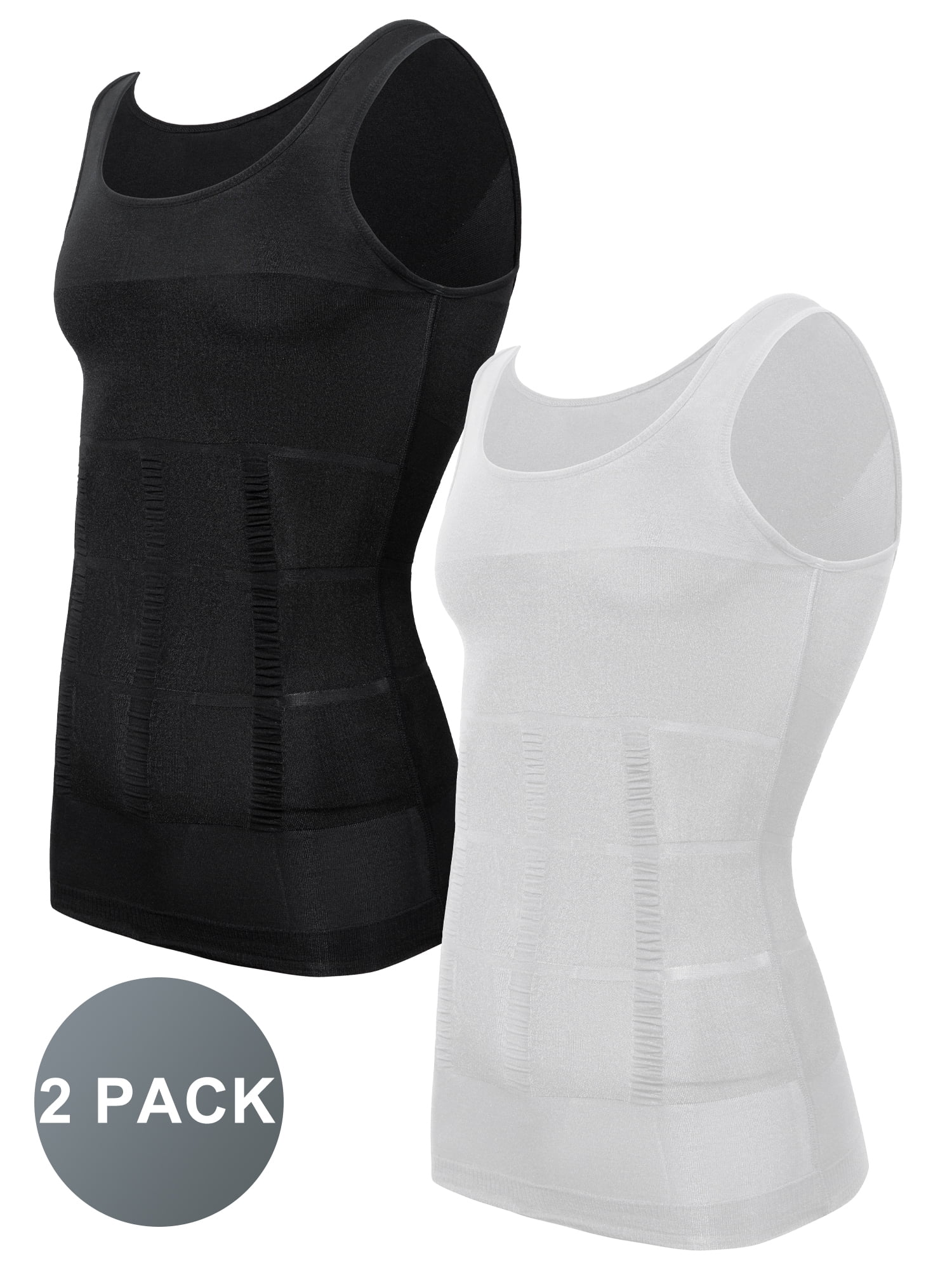 QRIC Men's 2 Pack Slimming Body Shaper Vest, Chest Compression & Abs ...