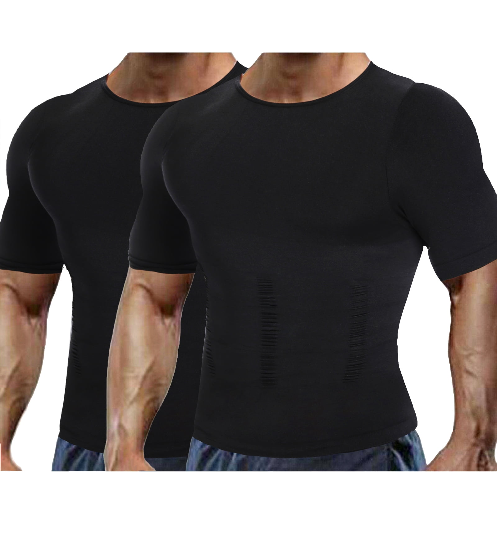 QRIC 2 Pack Men's Compression Shirt Black Undershirt Slimming Tank Top ...