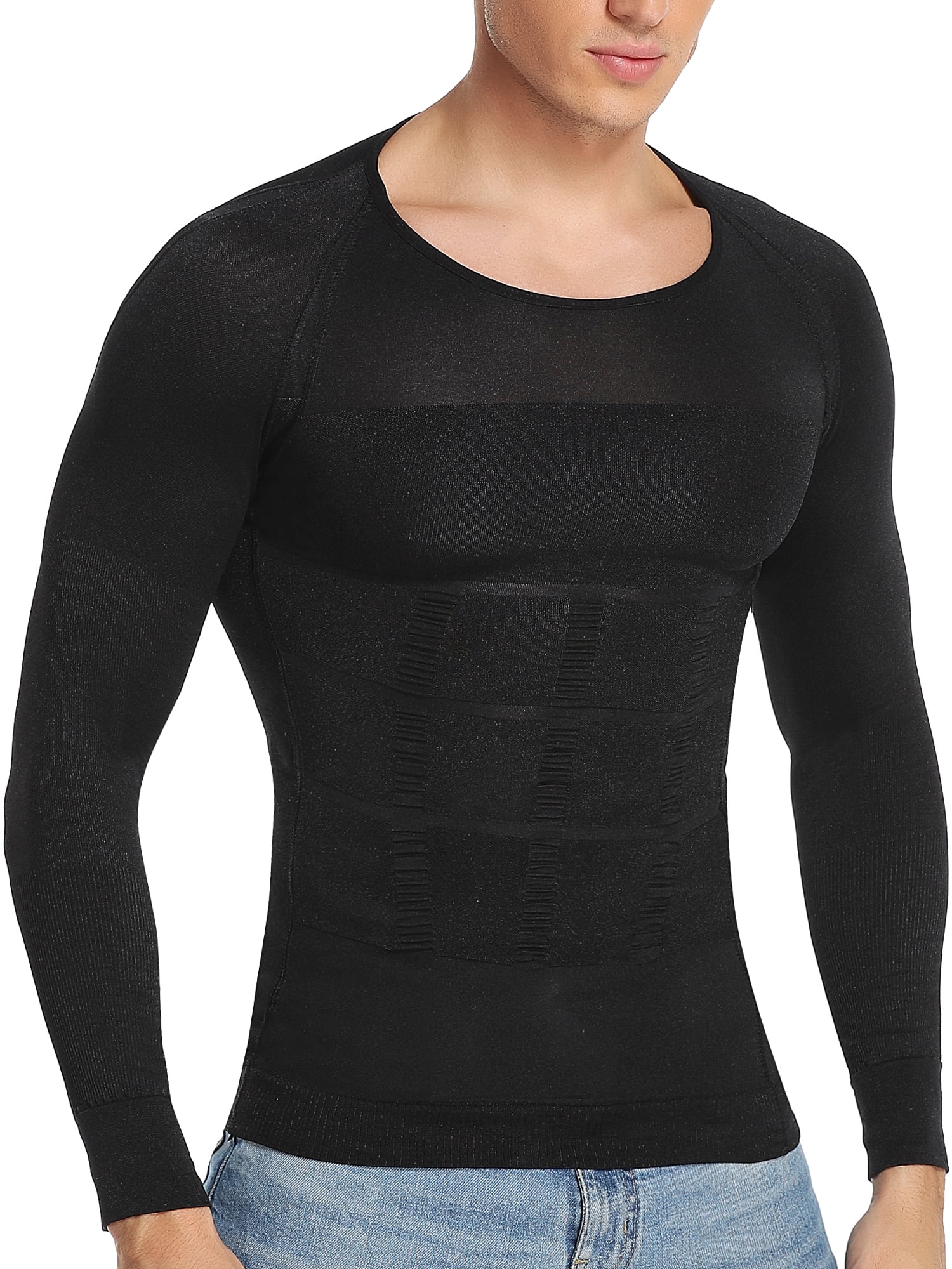 QRIC 2 Pack: Mens Compression Shirt Body Shaper Workout Top Slimming ...