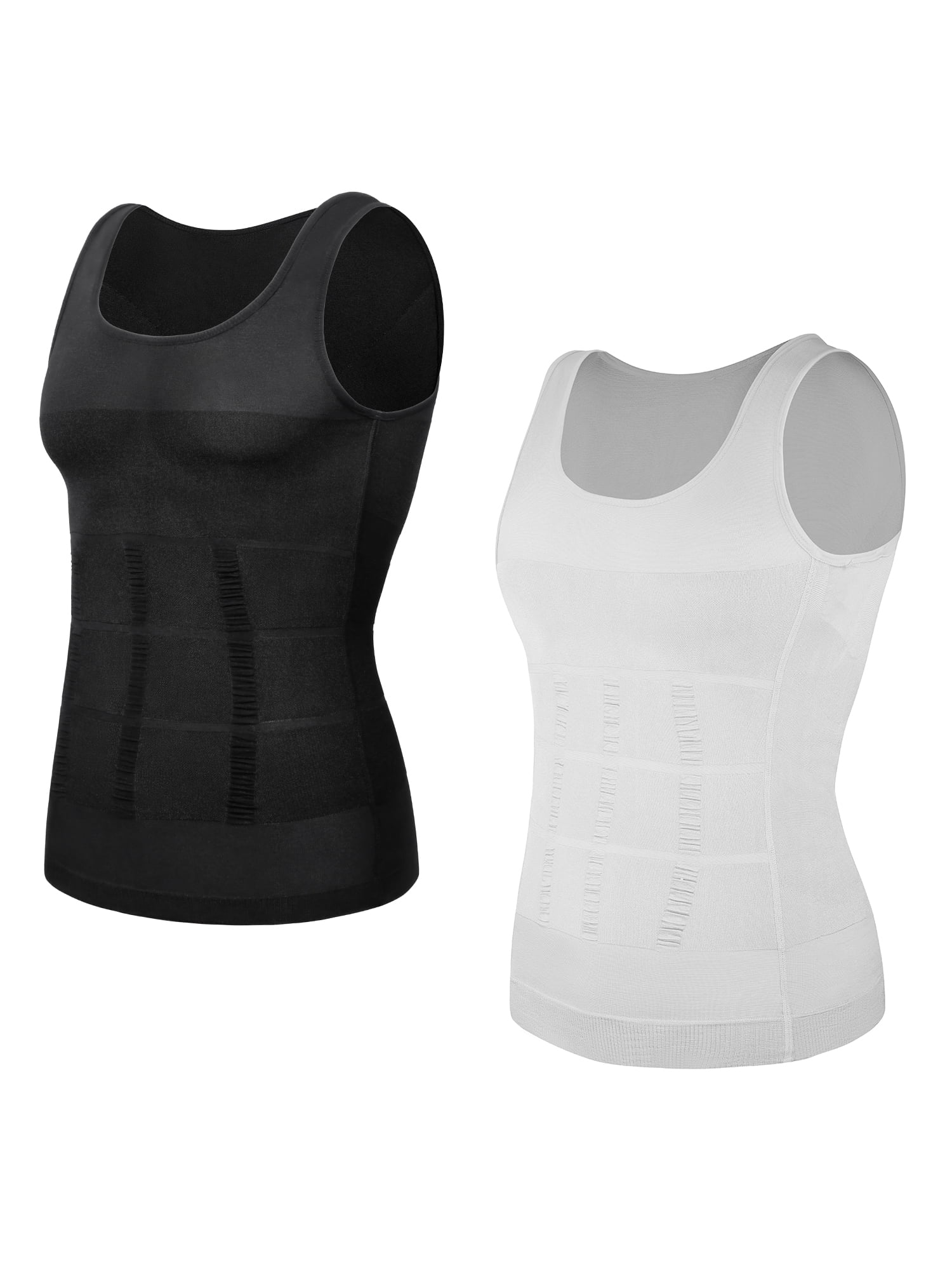 QRIC 2 Pack Mens Compression Shirts Shapewear Slimming Body Shaper Tank ...