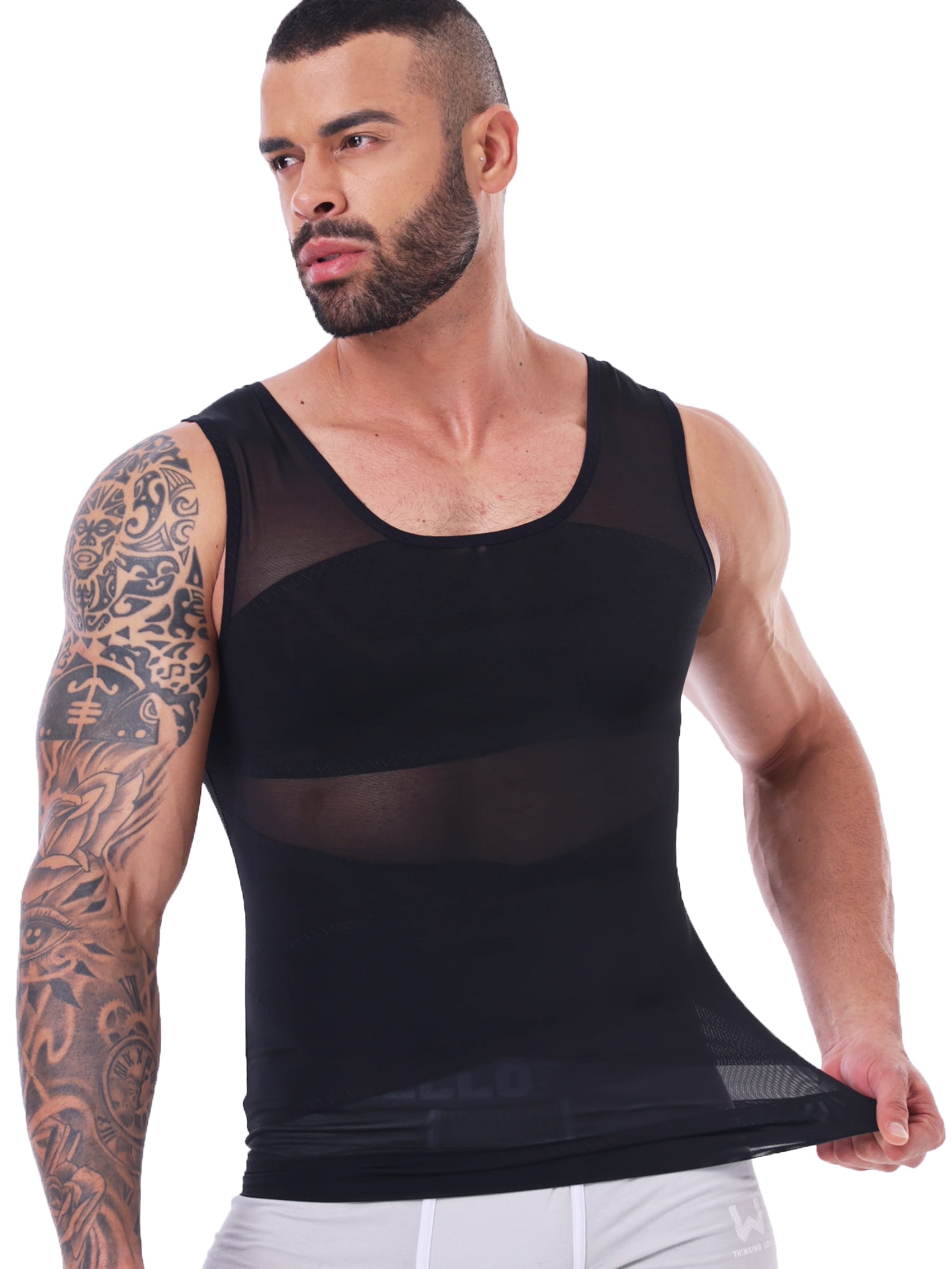 QRIC Men's Compression Shirt Body Shaper Slimming Workou Vest Tight ...