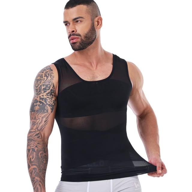 QRIC Men's Compression Shirt Body Shaper Slimming Workou Vest Tight ...