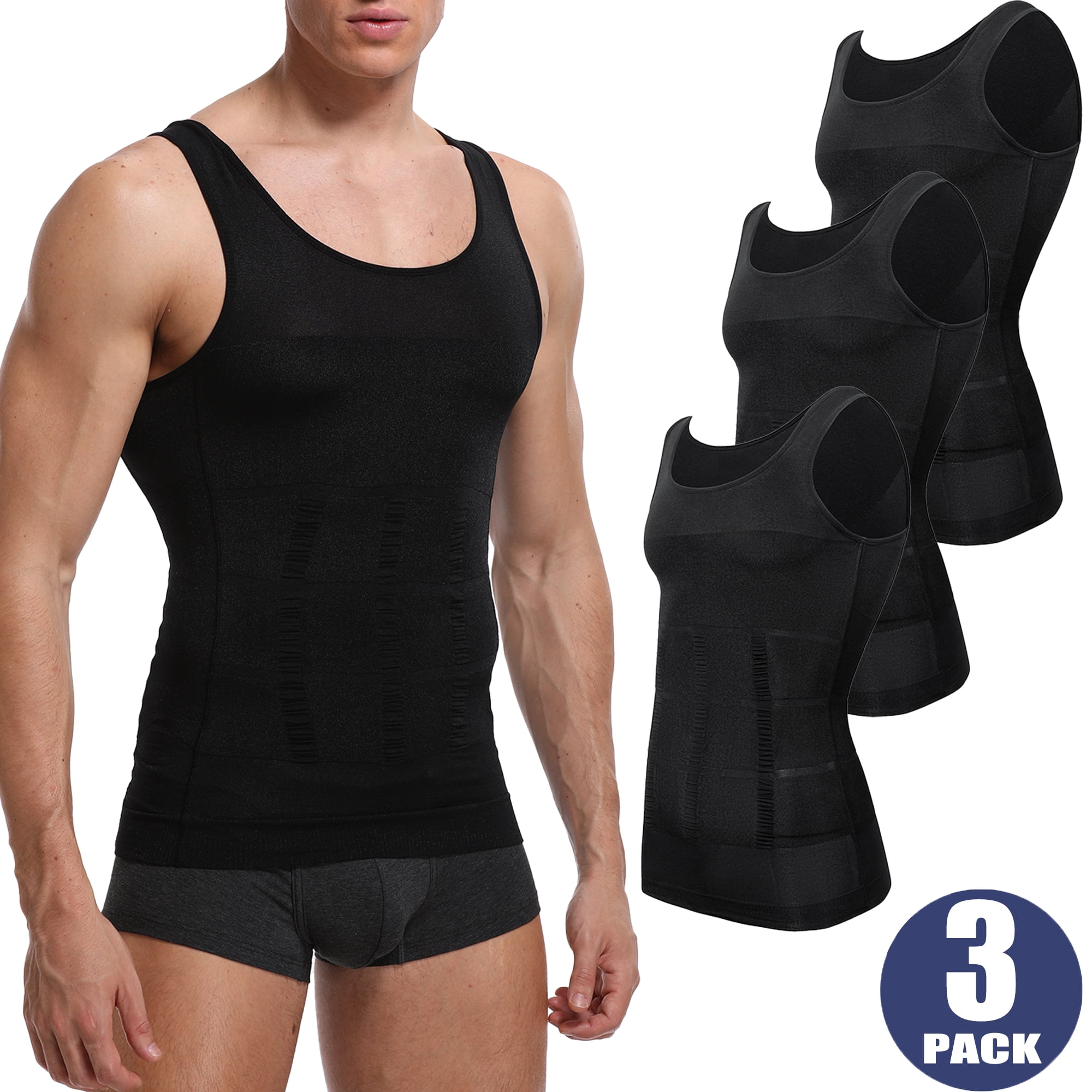 QRIC Mens Slimming Vest Compression Shirts Belly Control Body Shaper Abs Abdomen Vest ...