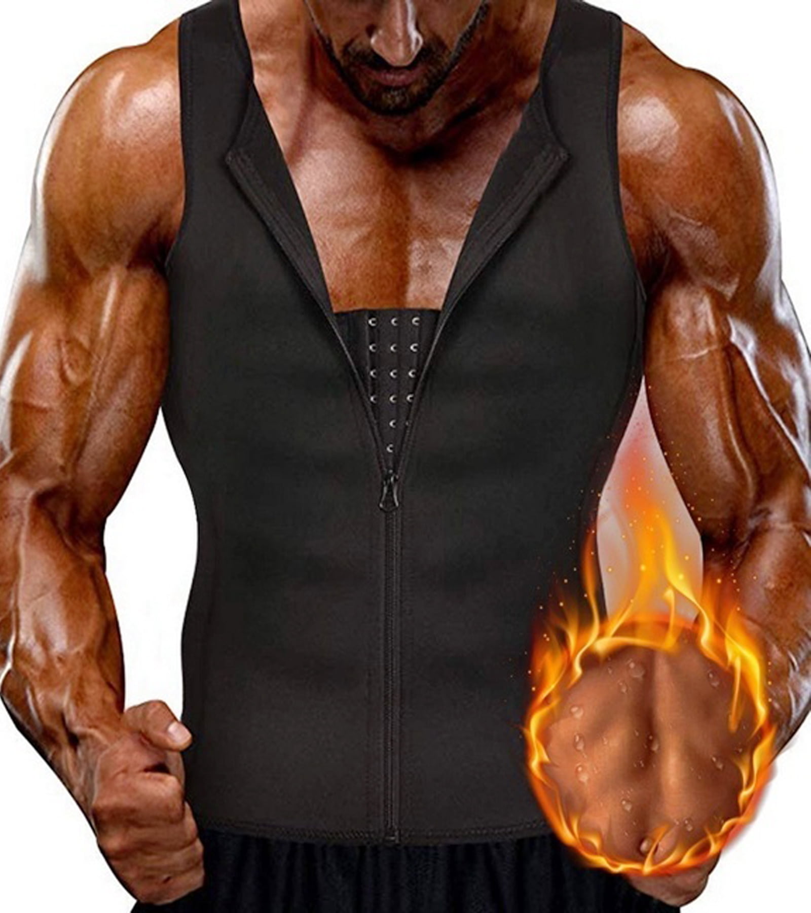 QRIC Mens Waist Trainer Vest Weight Loss Neoprene Corset Sauna Suit ...
